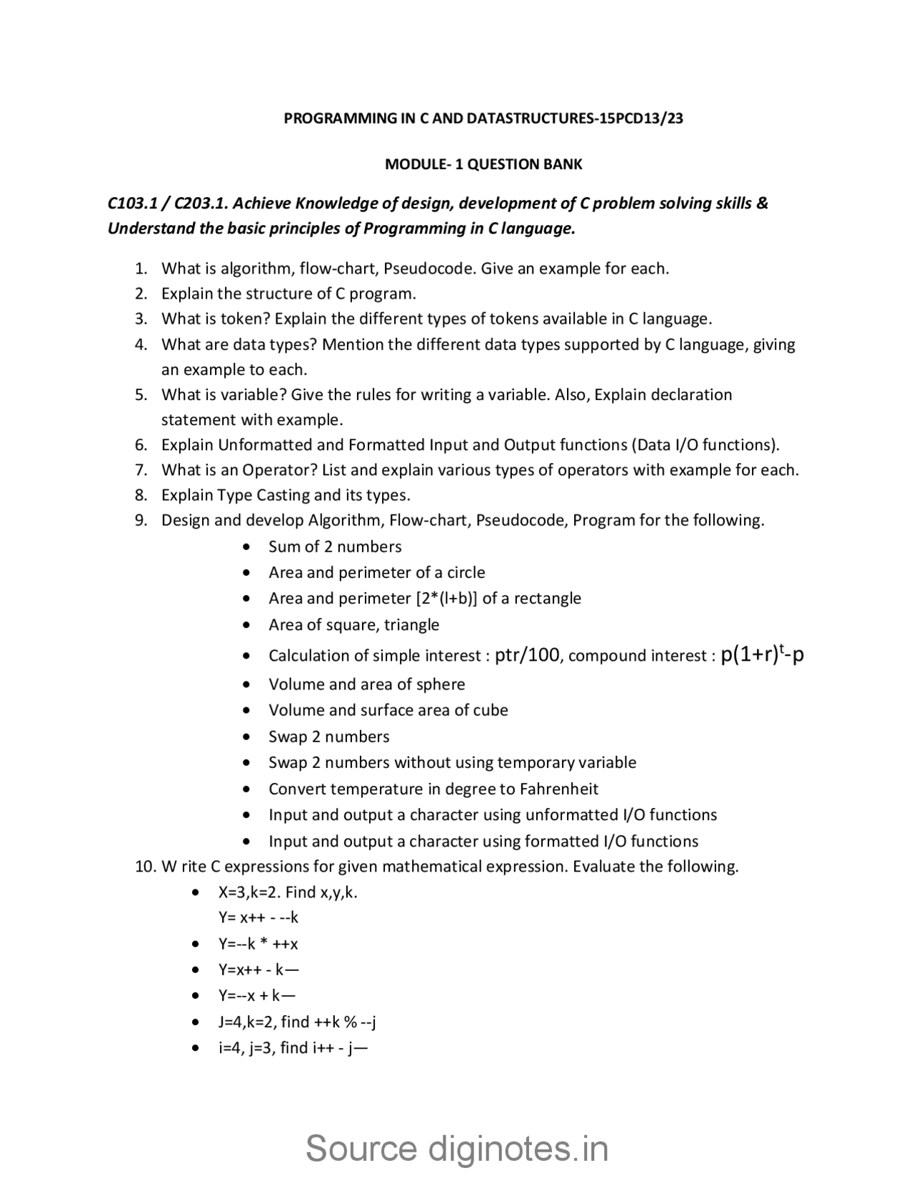 Module wise question bank - Docsity