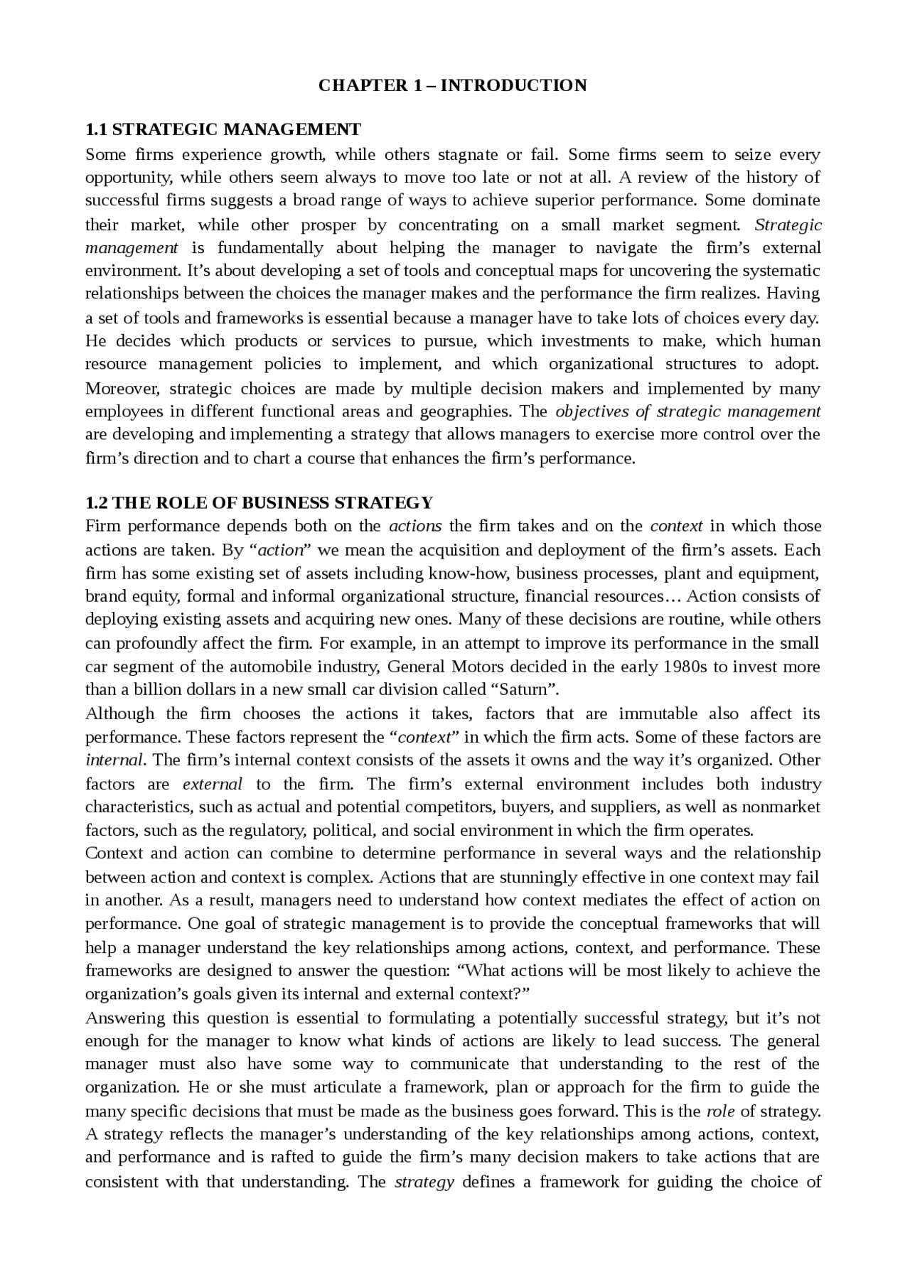 Strategic Management Summary 1 Chap Docsity