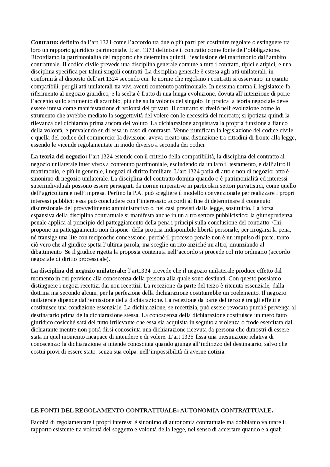 Definizioni e alcuni esempi di contratti - Docsity