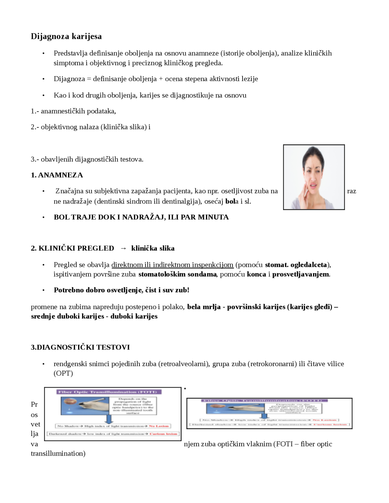 Karijes zuba, njegov opis, klinicka slika, definicije, znacajnost ...