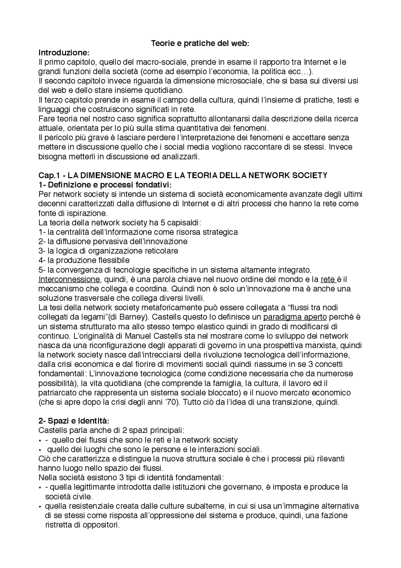 Teorie E Pratiche Del Web Riassunto Docsity