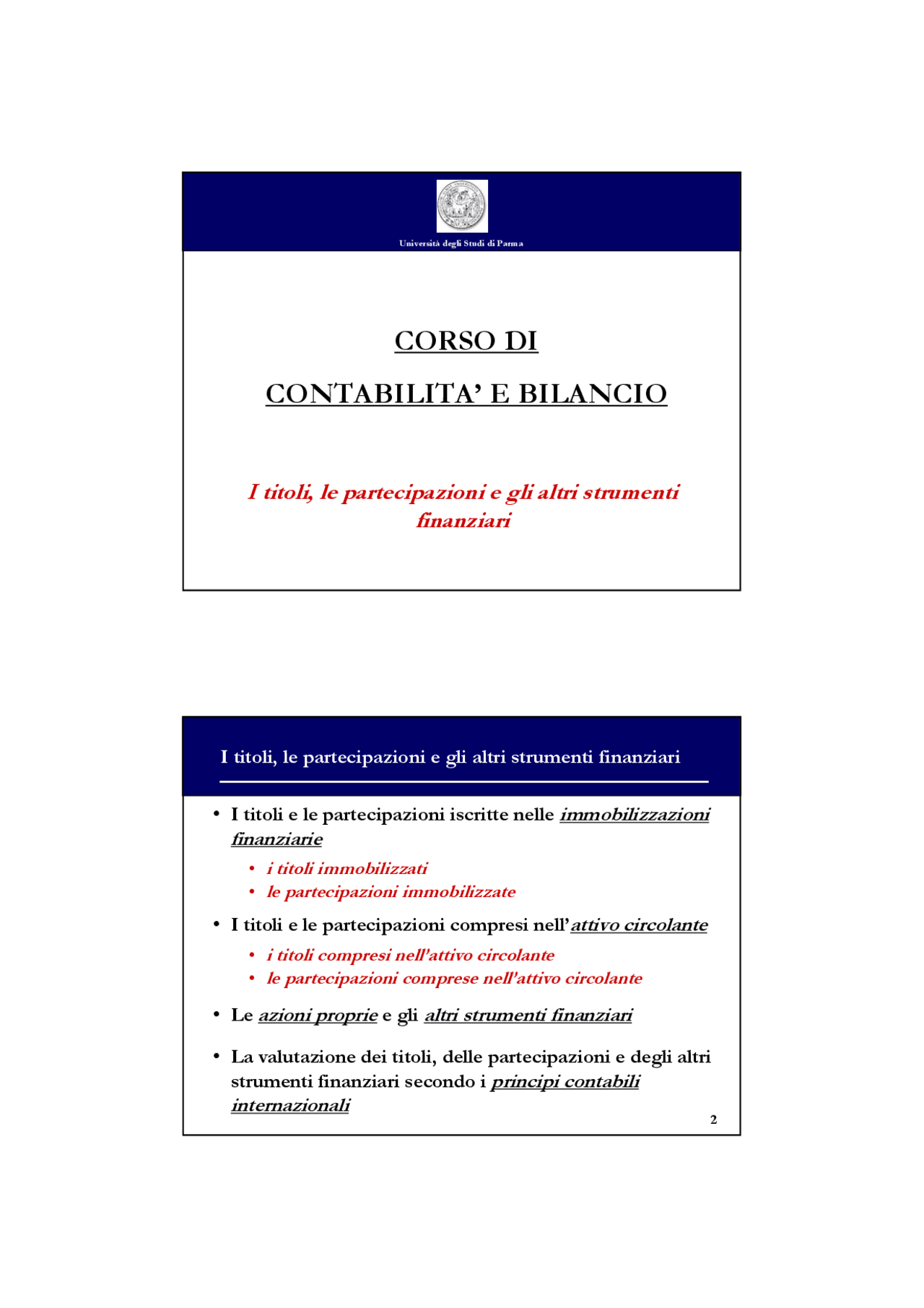 Contabilità E Bilancio Docsity