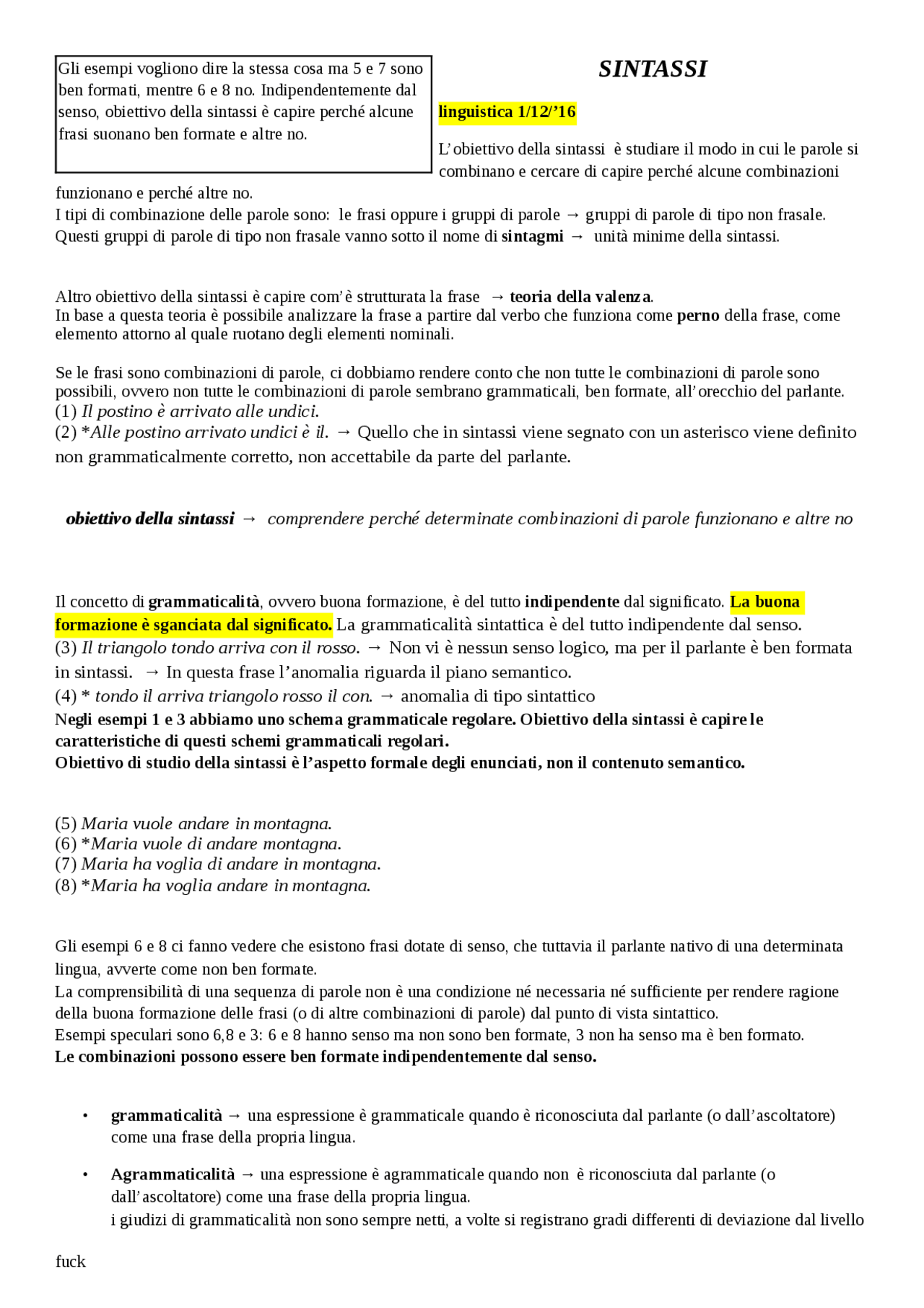 Riassunti Sintassi Linguistica Generale Docsity