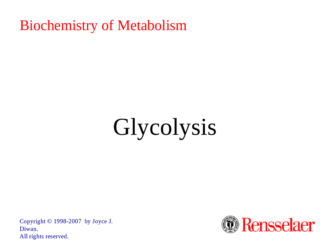 Simple Glycolysis Lectures Docsity