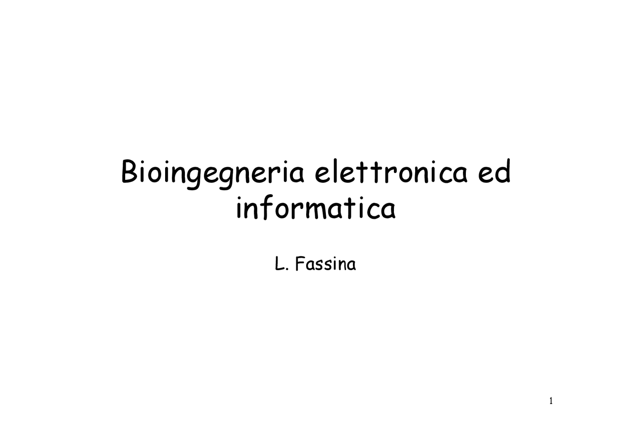 Slide Bioingegneria Primo Anno Scienze Motorie A Pavia Slide Di