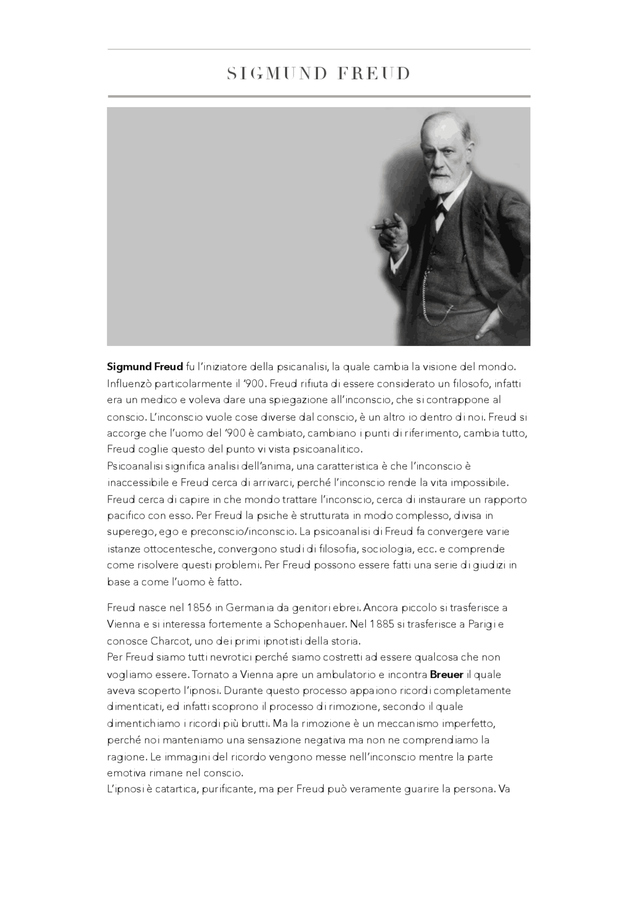Sigmund Freud Sintesi Docsity