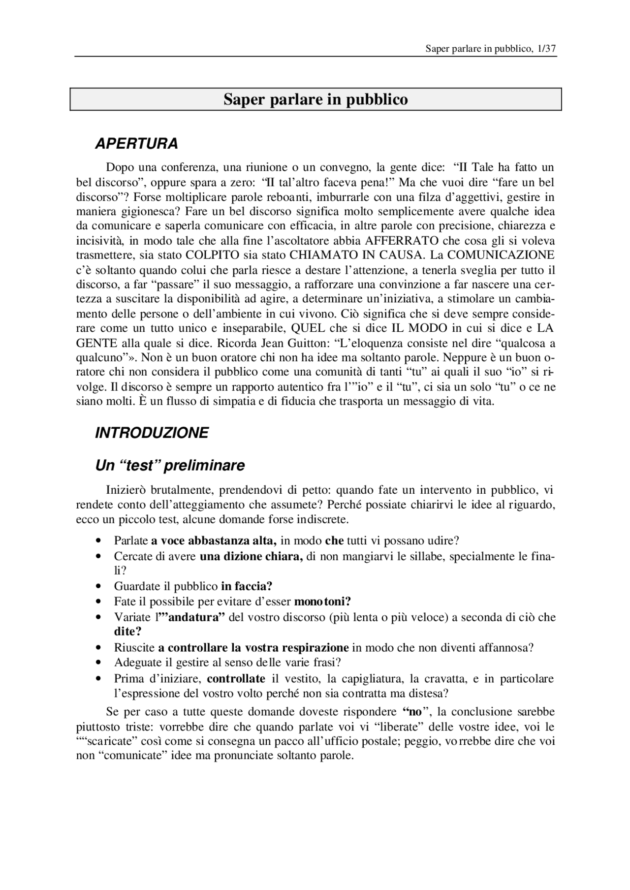 Saper Parlare In Pubblico Docsity