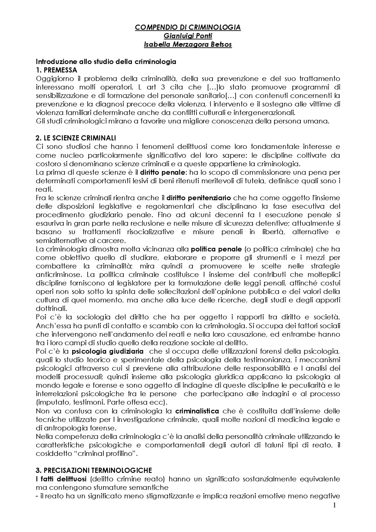Riassunto Compendio Di Criminologia Docsity