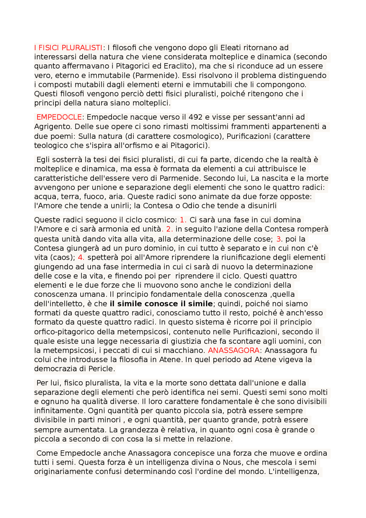 I Fisici Pluralisti E I Sofisti Appunti Di Filosofia Docsity