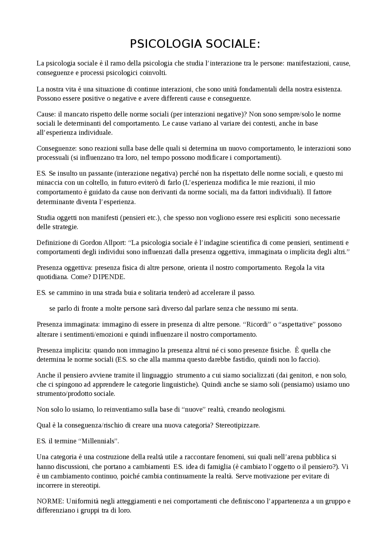 Psicologia Sociale Primo Anno Scienze E Tecniche Psicologiche Docsity