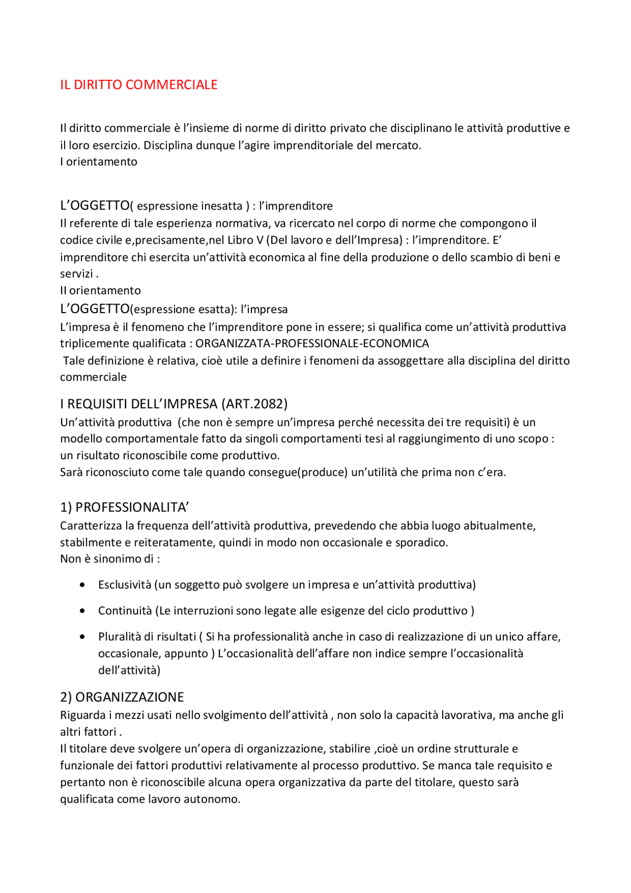 Riassunto Di Diritto Commerciale Docsity