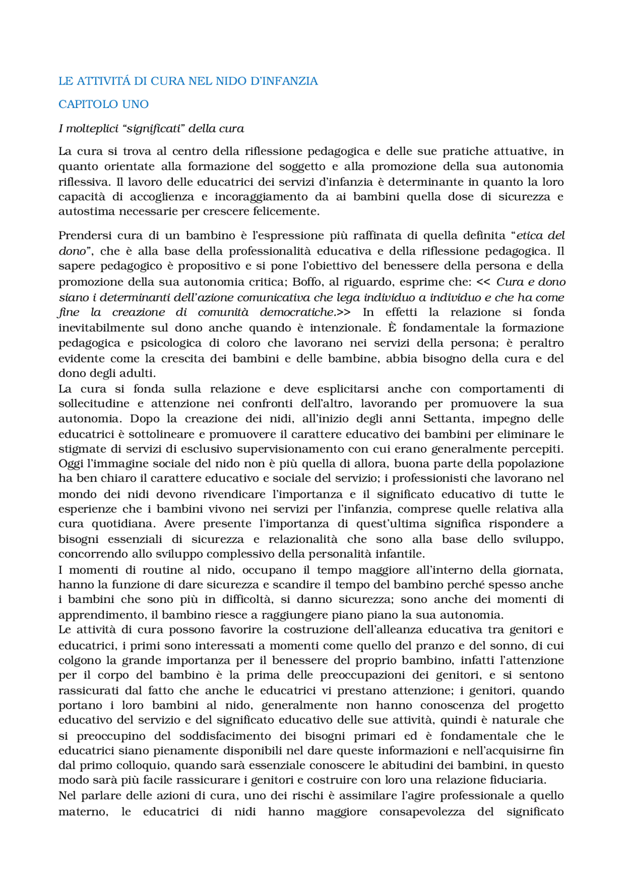 Le Attività Di Cura Nel Nido Dinfanzia Docsity