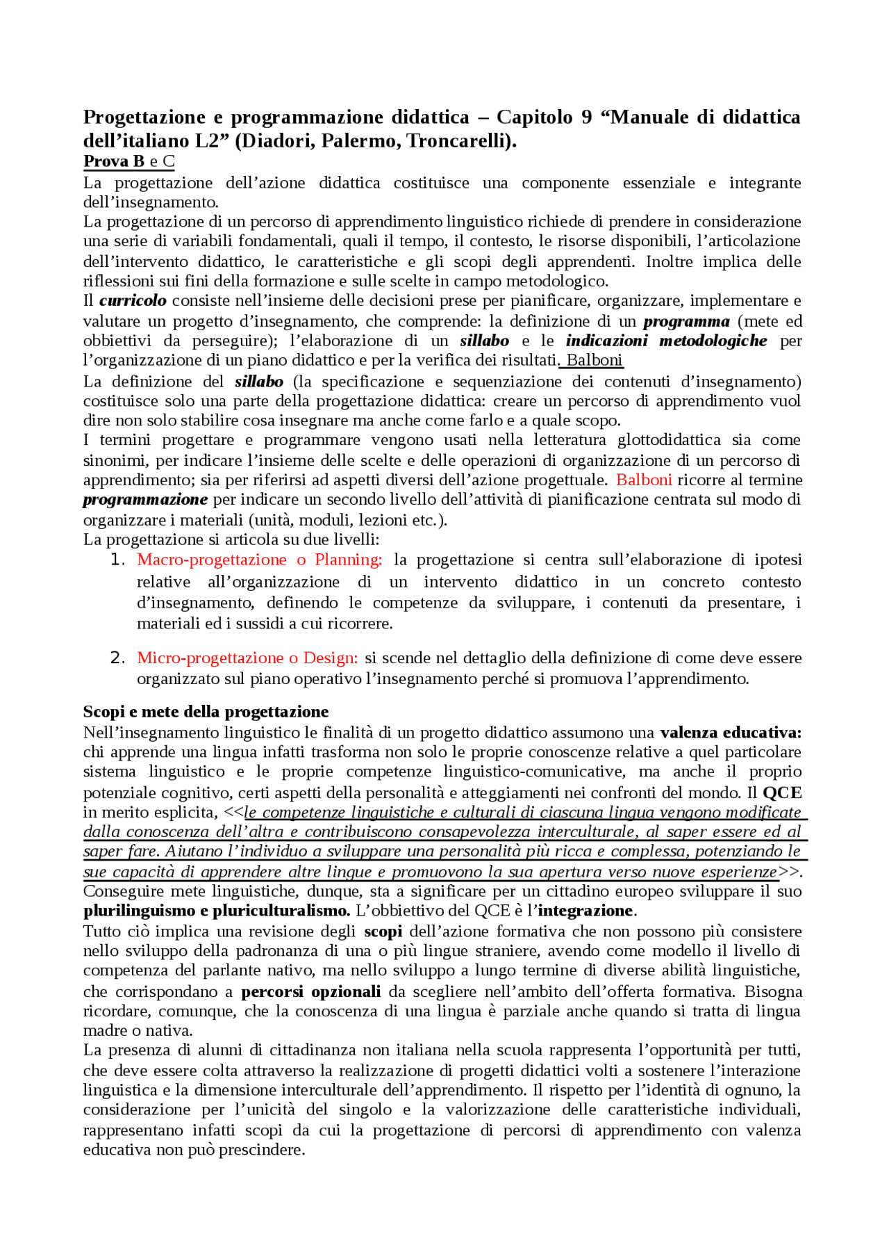 Progettazione e programmazione didattica - Docsity