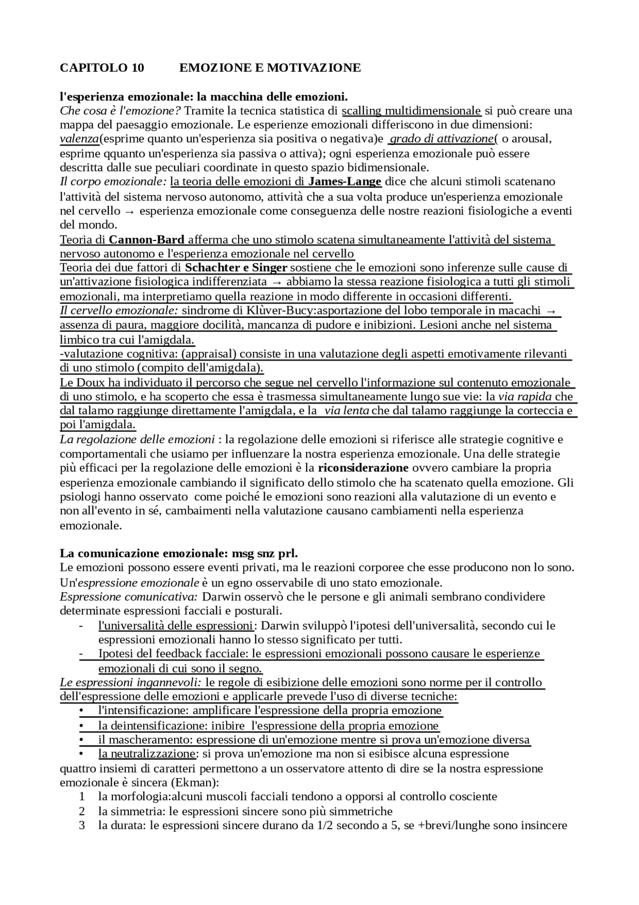 Riassunto Cap 10 Psicologia Generale Schacter Gilbert E Wegner Docsity