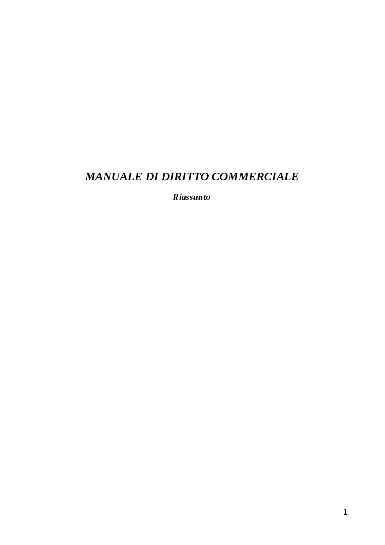 Riassunto Diritto Commerciale Docsity