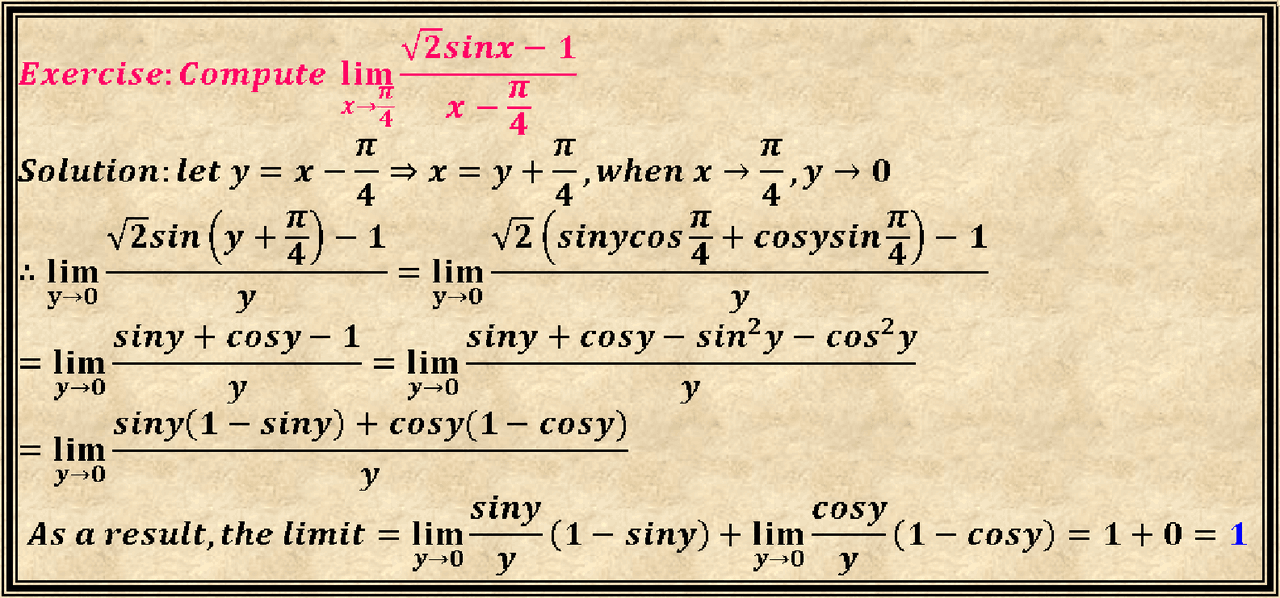 Limit of trigonometric function - Docsity