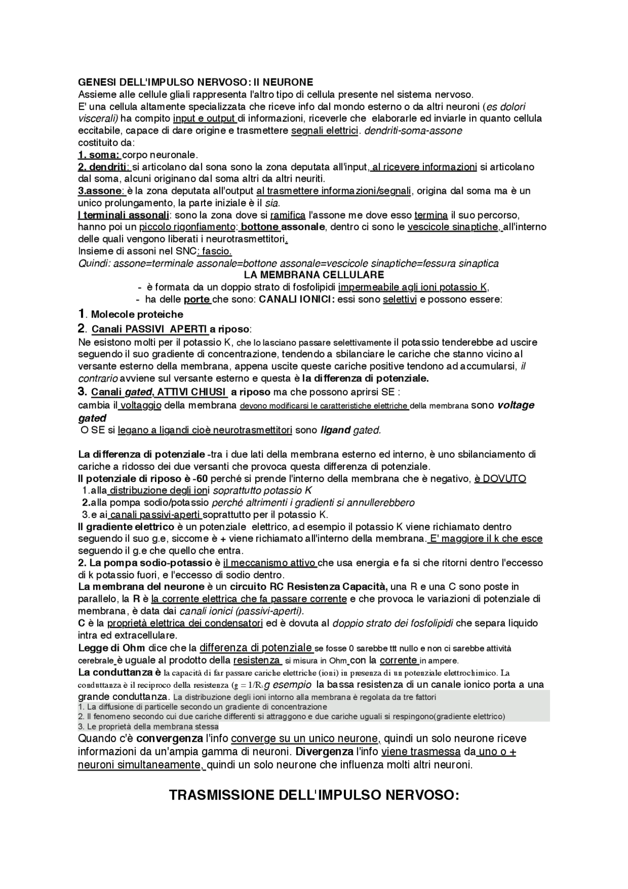 Principi Di Neuroscienze Docsity
