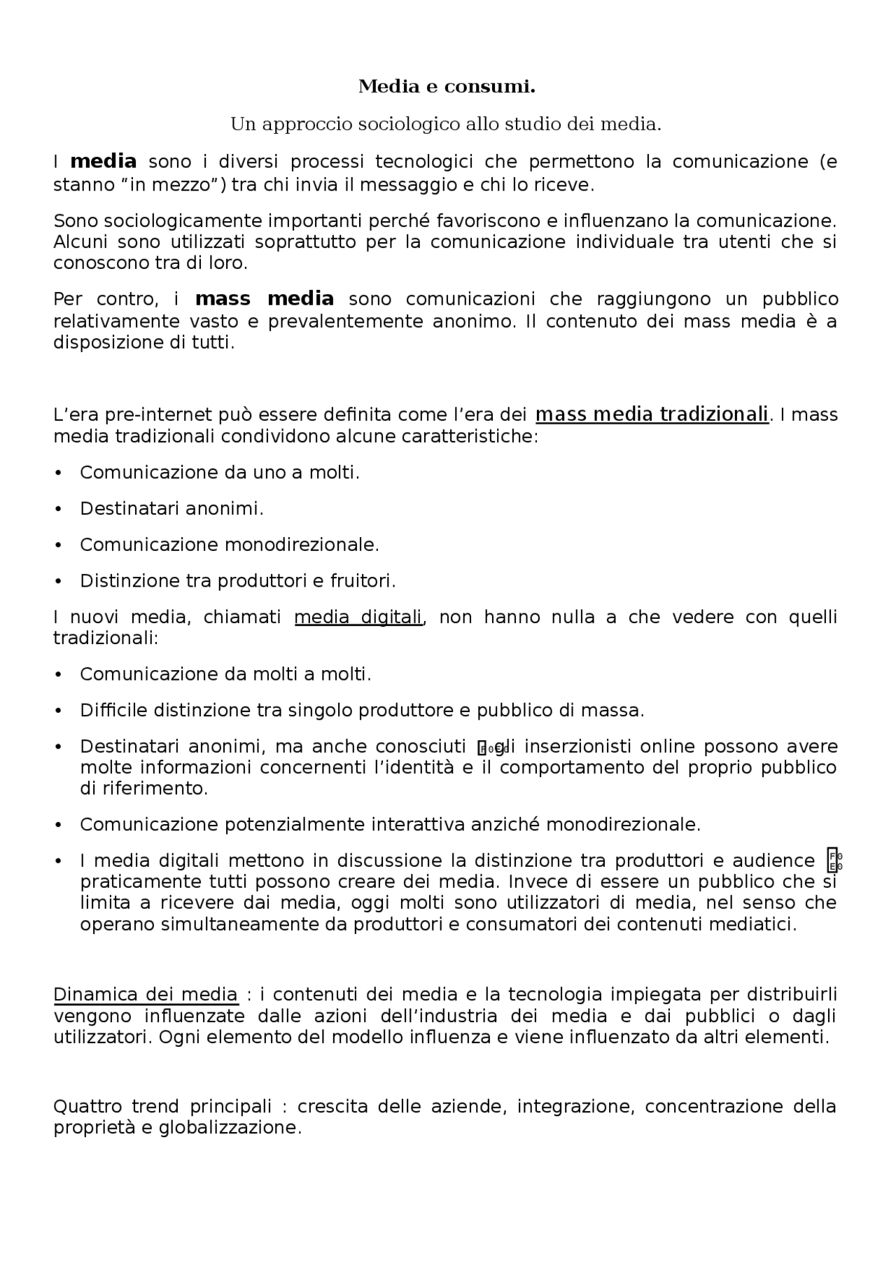 Manuale Di Sociologia Media E Consumi Summaries Of Sociology Docsity