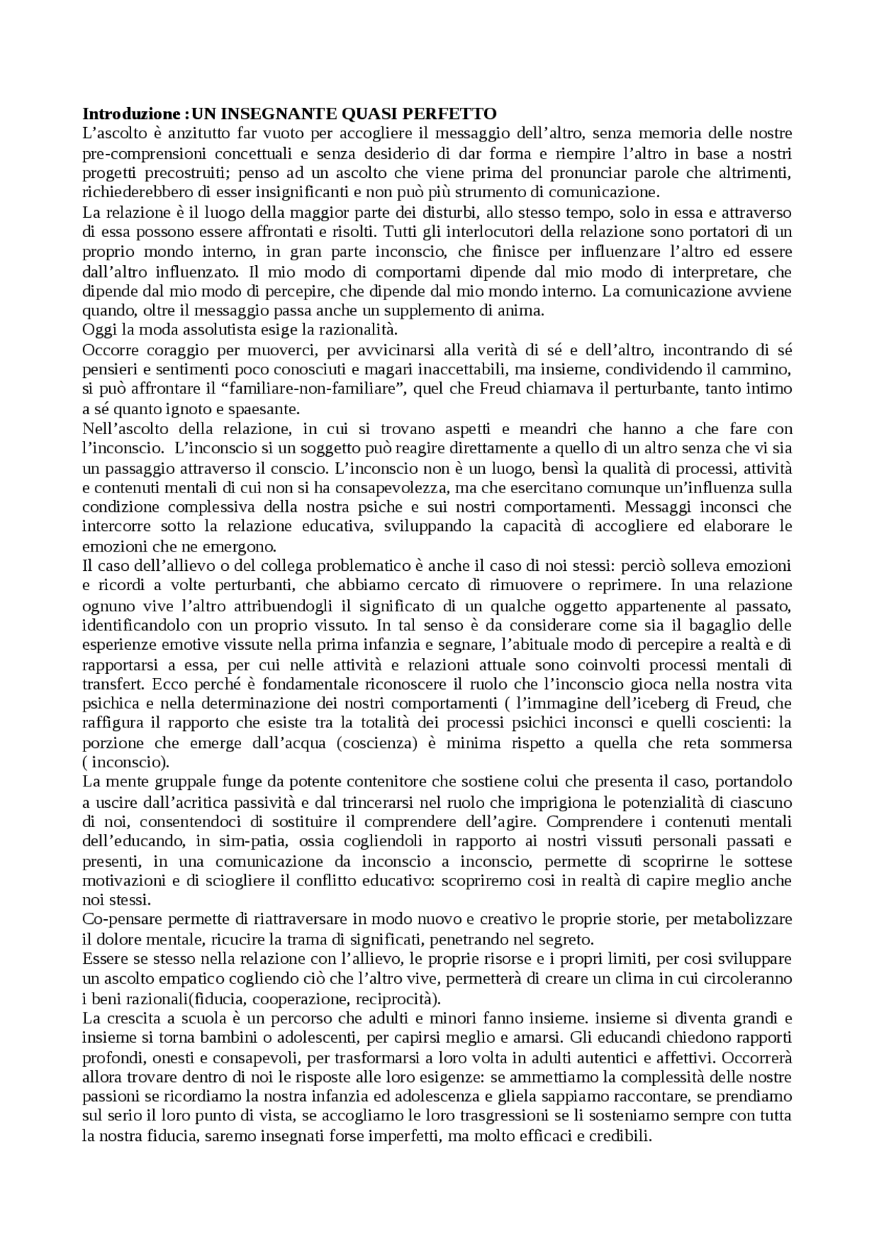Introduzione Un Insegnante Quasi Perfetto Docsity