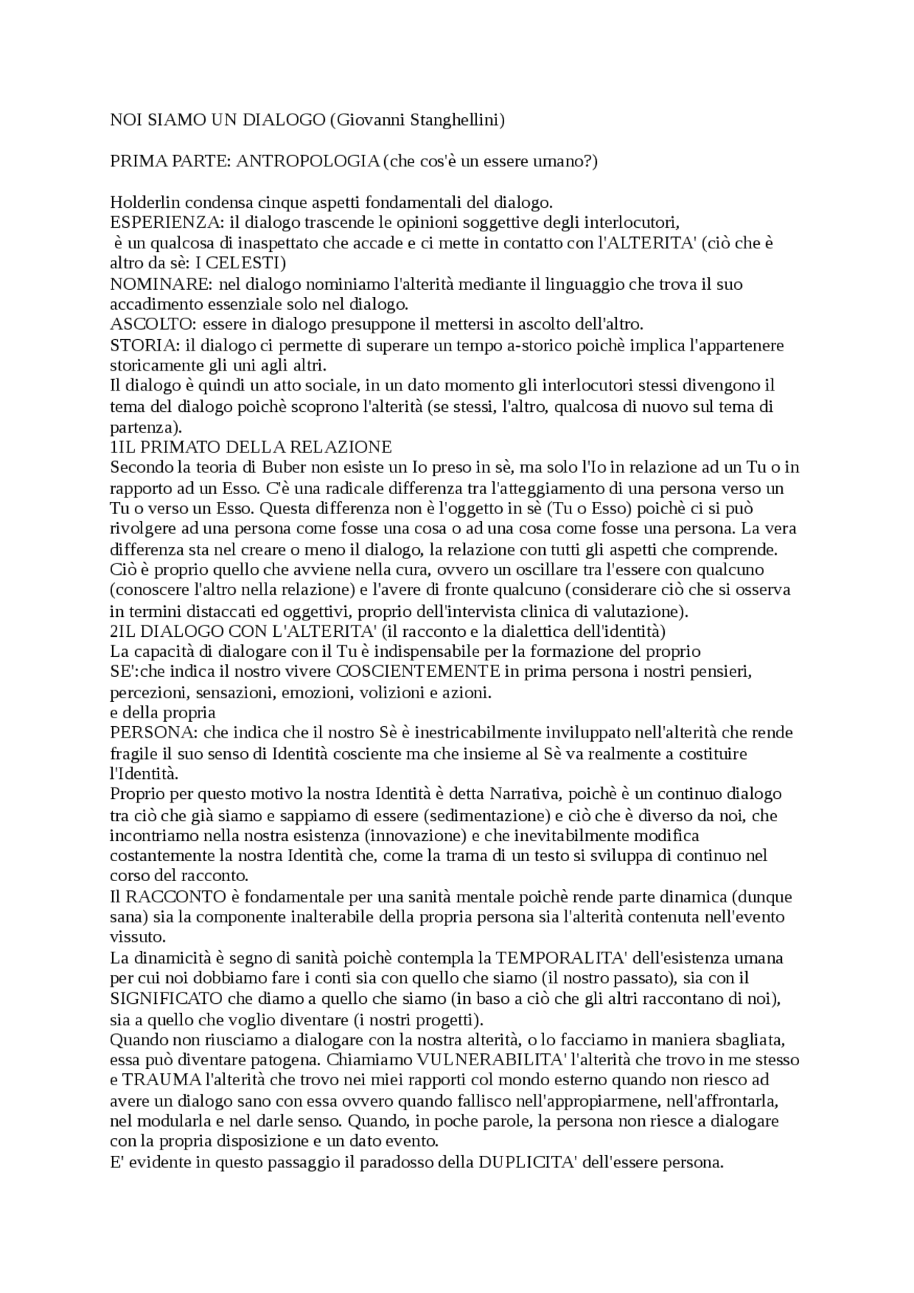 Riassunto Libro Noi Siamo Un Dialogo Docsity