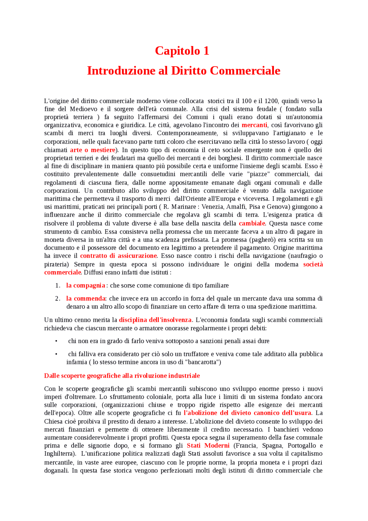 Diritto Lintroduzione Al Diritto Commerciale Docsity