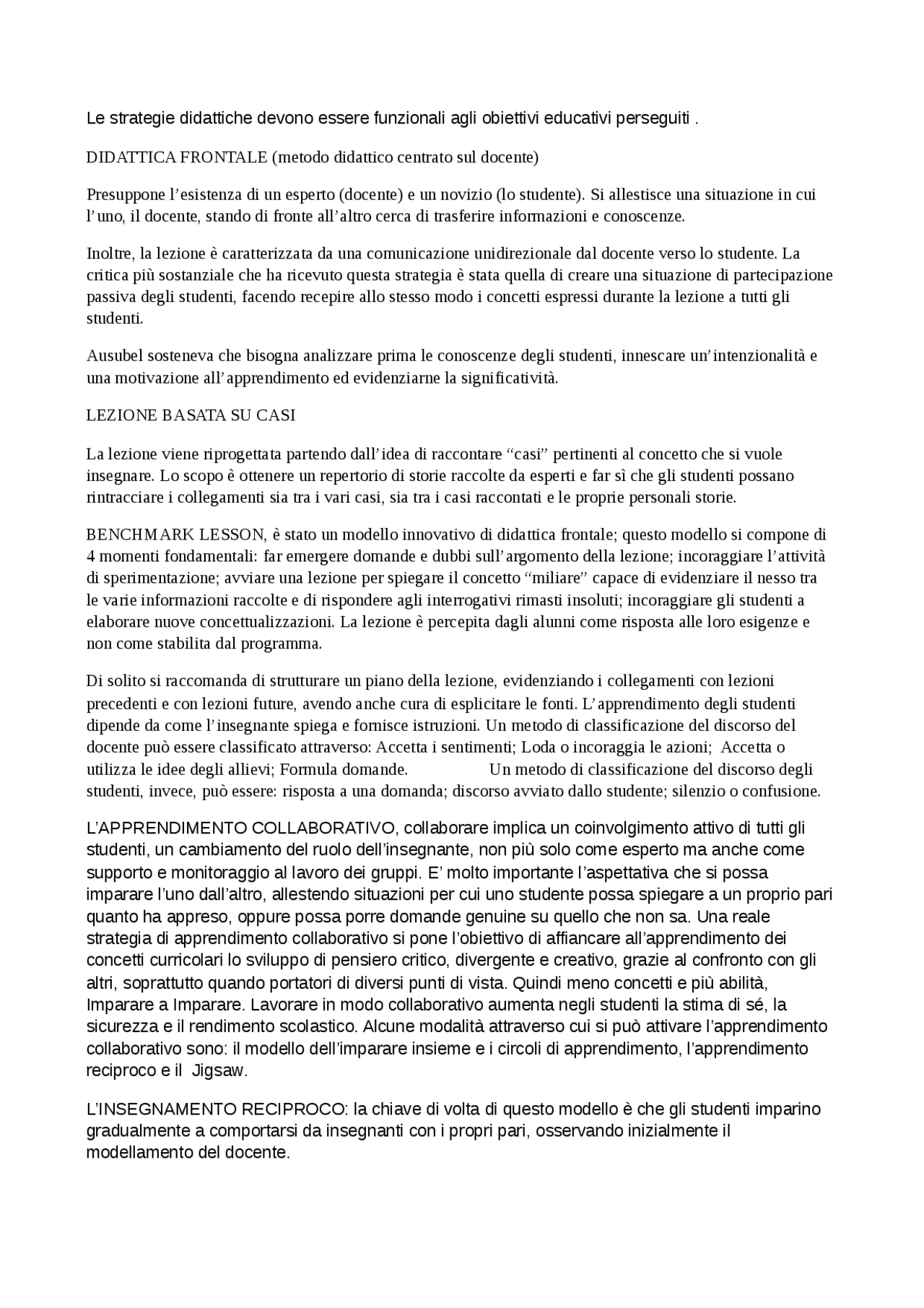 Le Strategie Didattiche Docsity