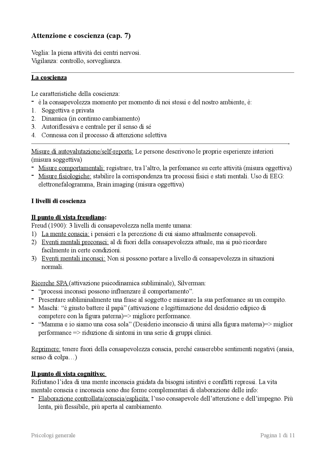 Riassunto Manuale Di Psicologia Generale Cap 7 Docsity