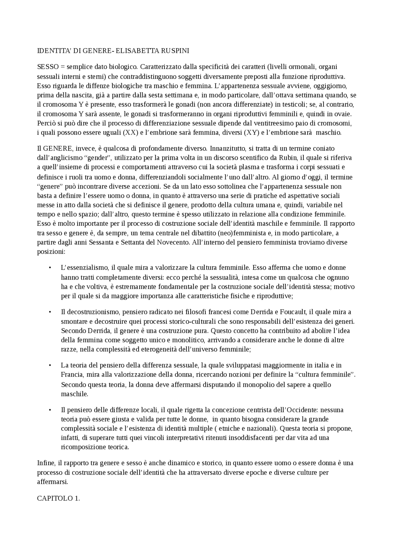 Identità Di Genere Docsity
