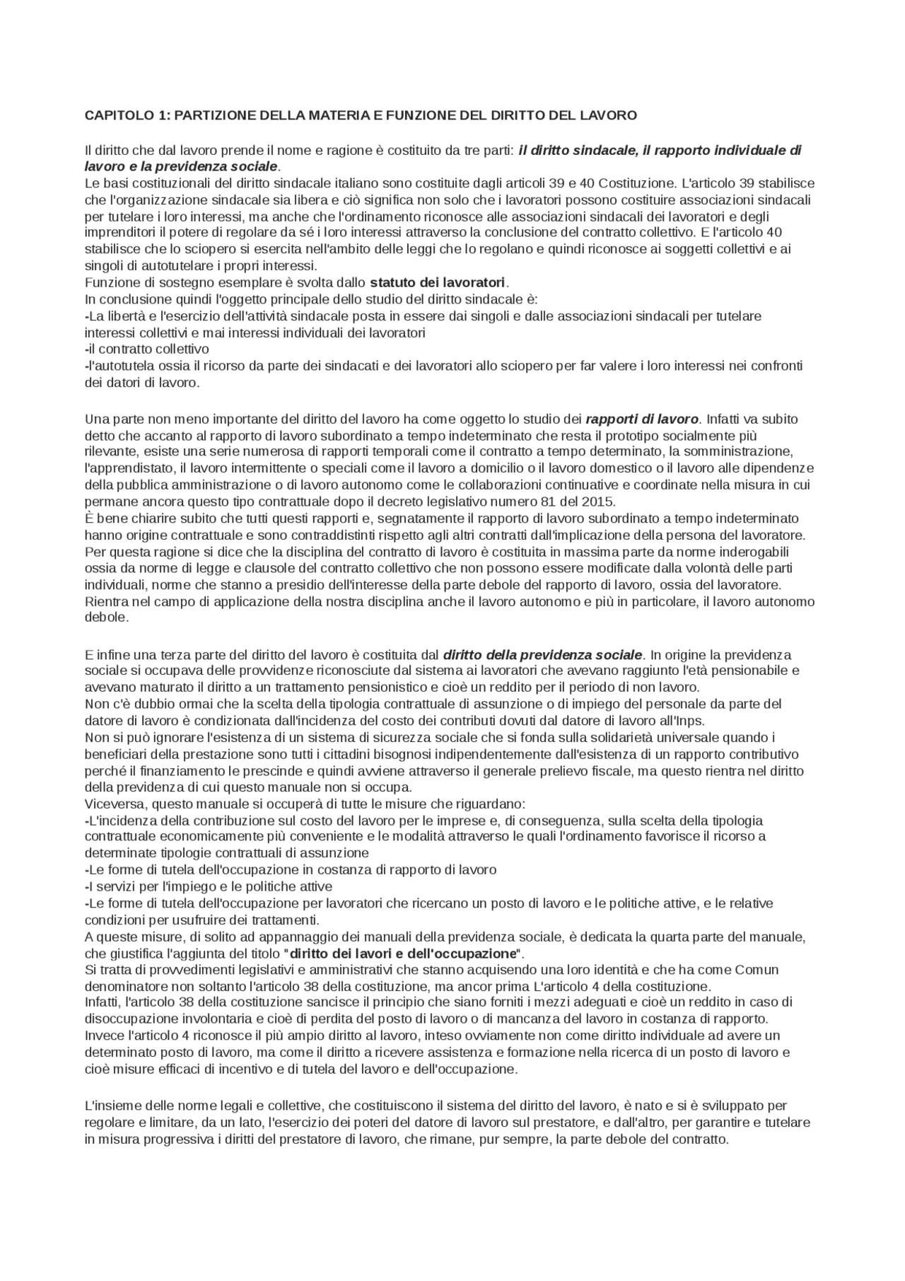 Riassunto Esame Diritto Del Lavoro Programma Completo Docsity