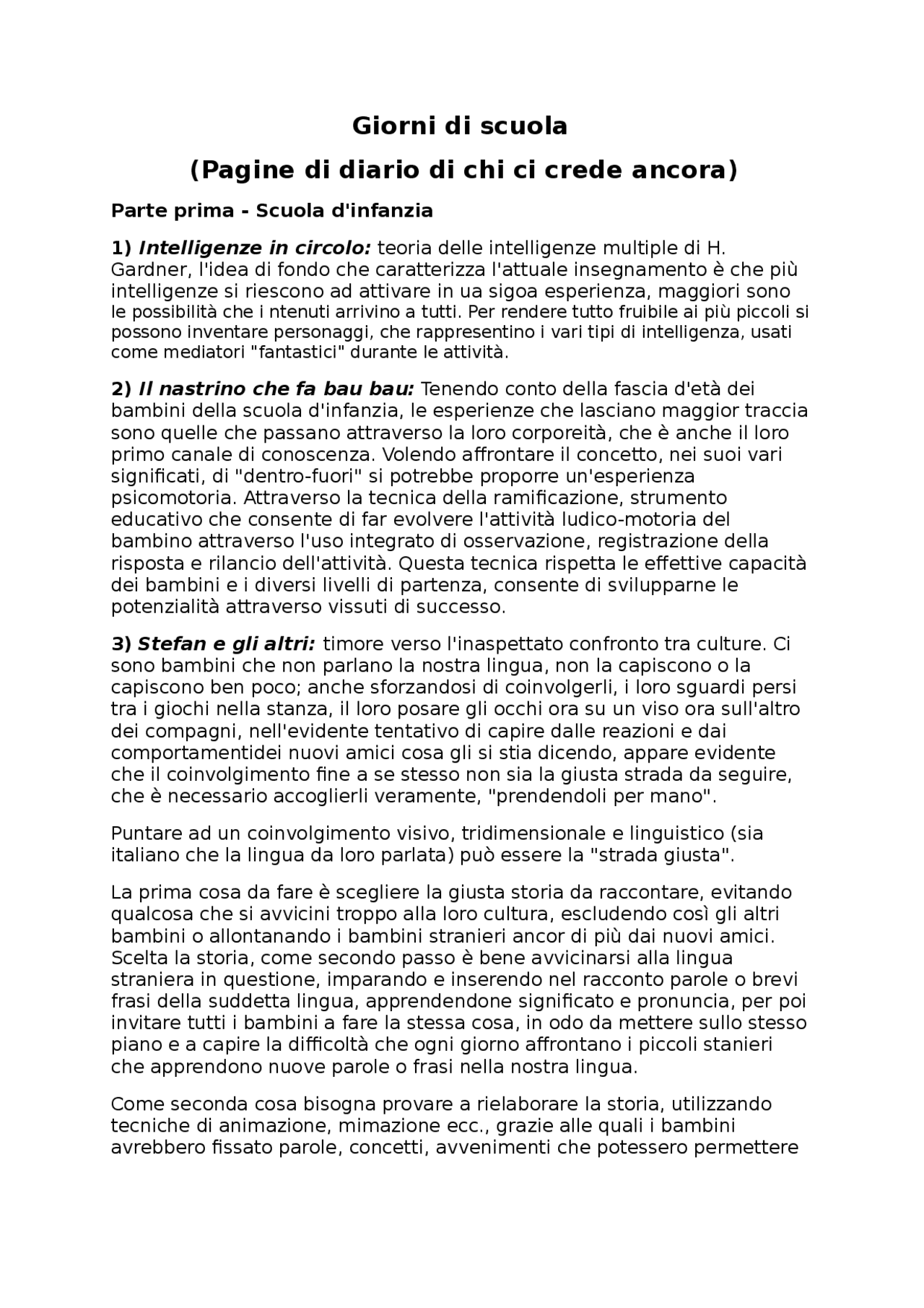 Giorni Di Scuola De Mauro Docsity