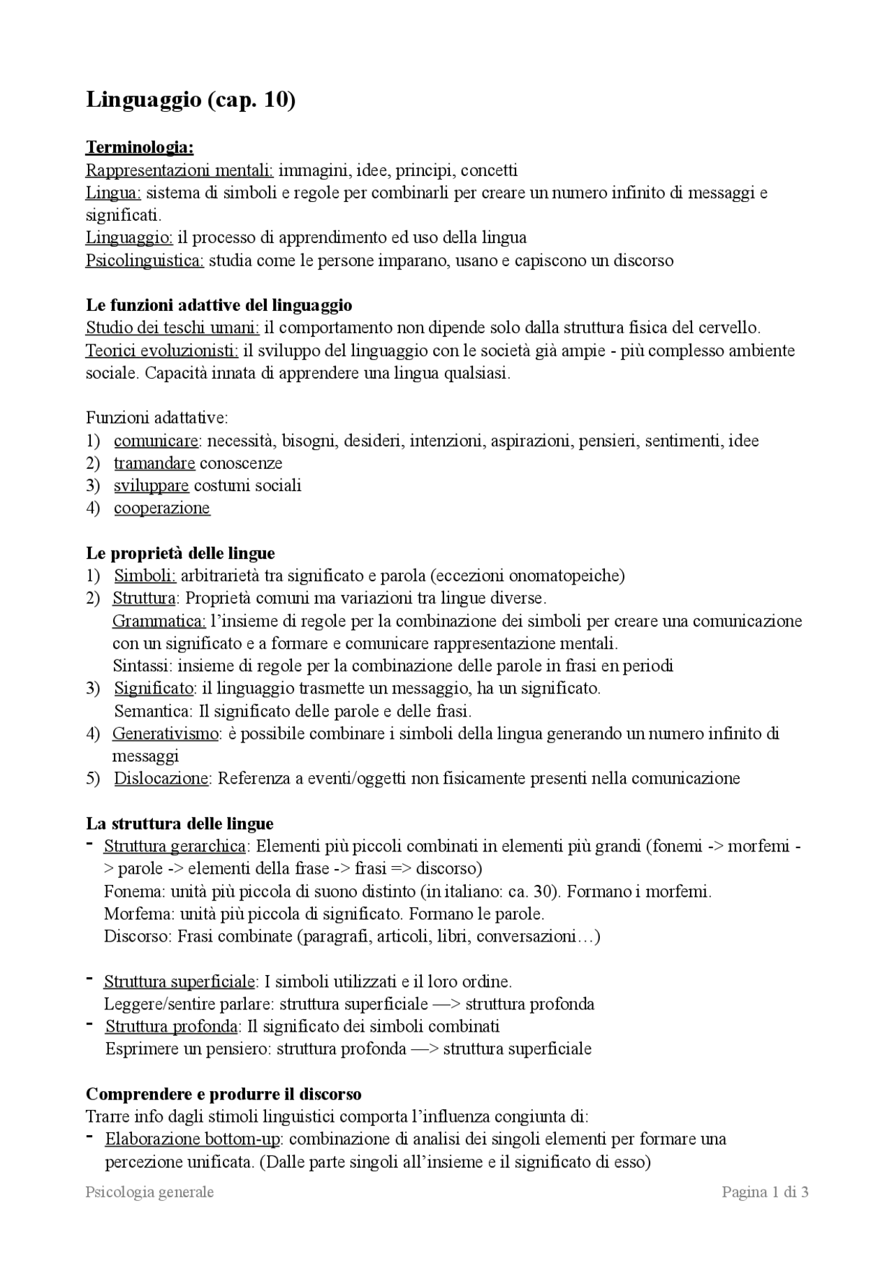 Riassunto Manuale Di Psicologia Generale Cap 10 Docsity