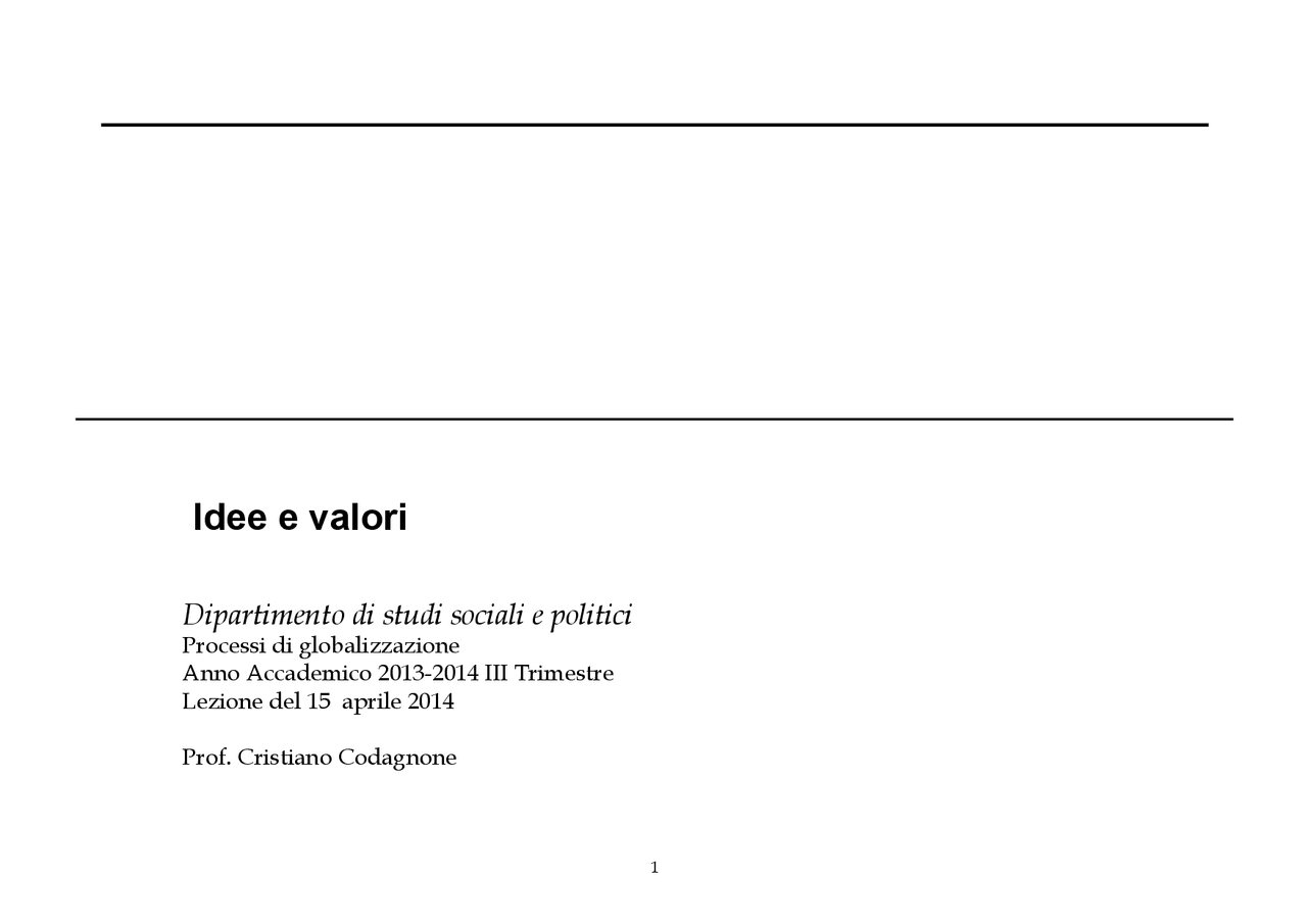 La globalizzazione: idee e valori - Docsity