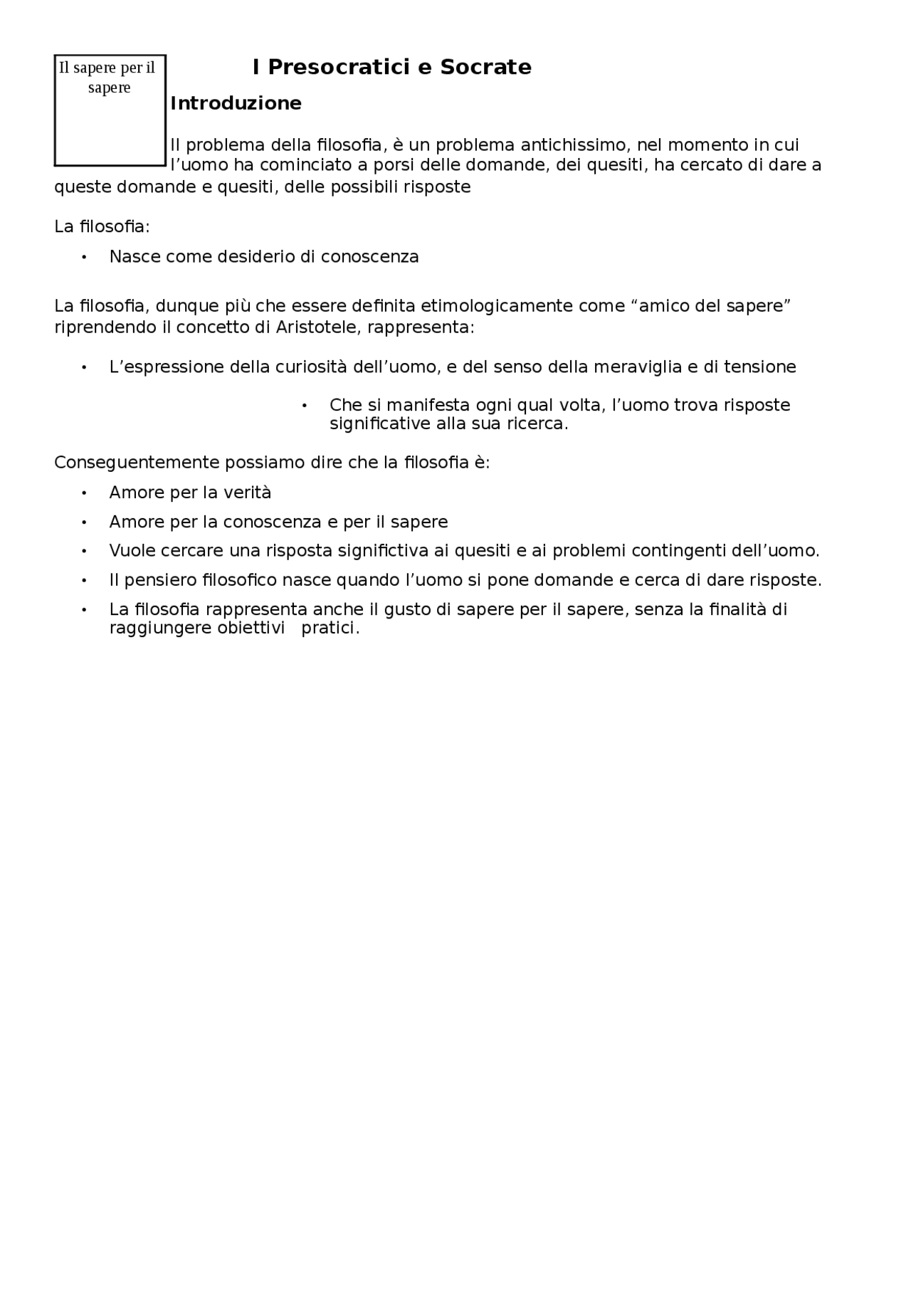 La Filosofia Dei Presocratici Docsity