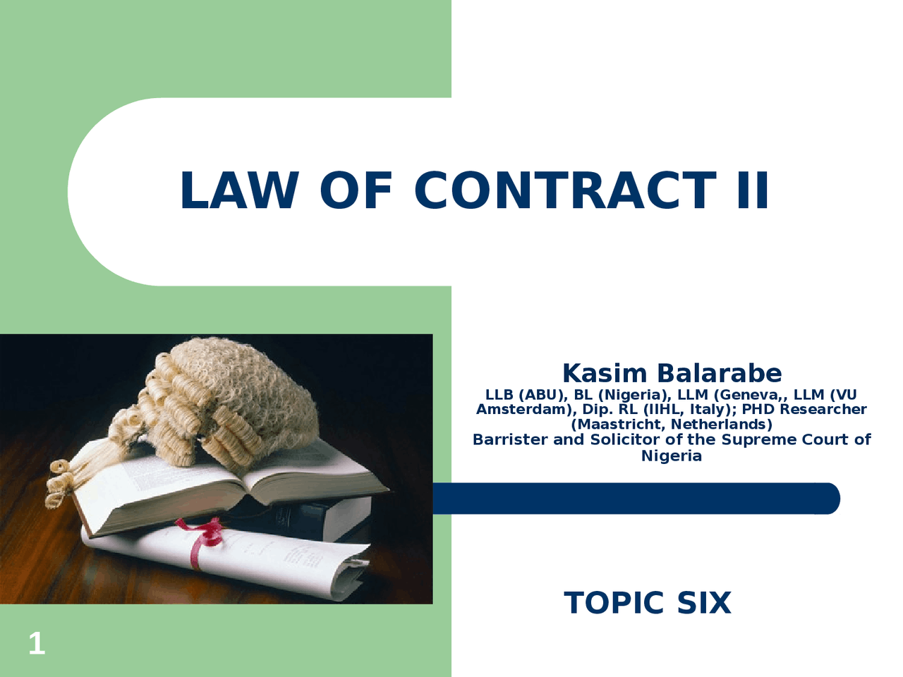 Law Of Contract Notes Topic 6 Docsity