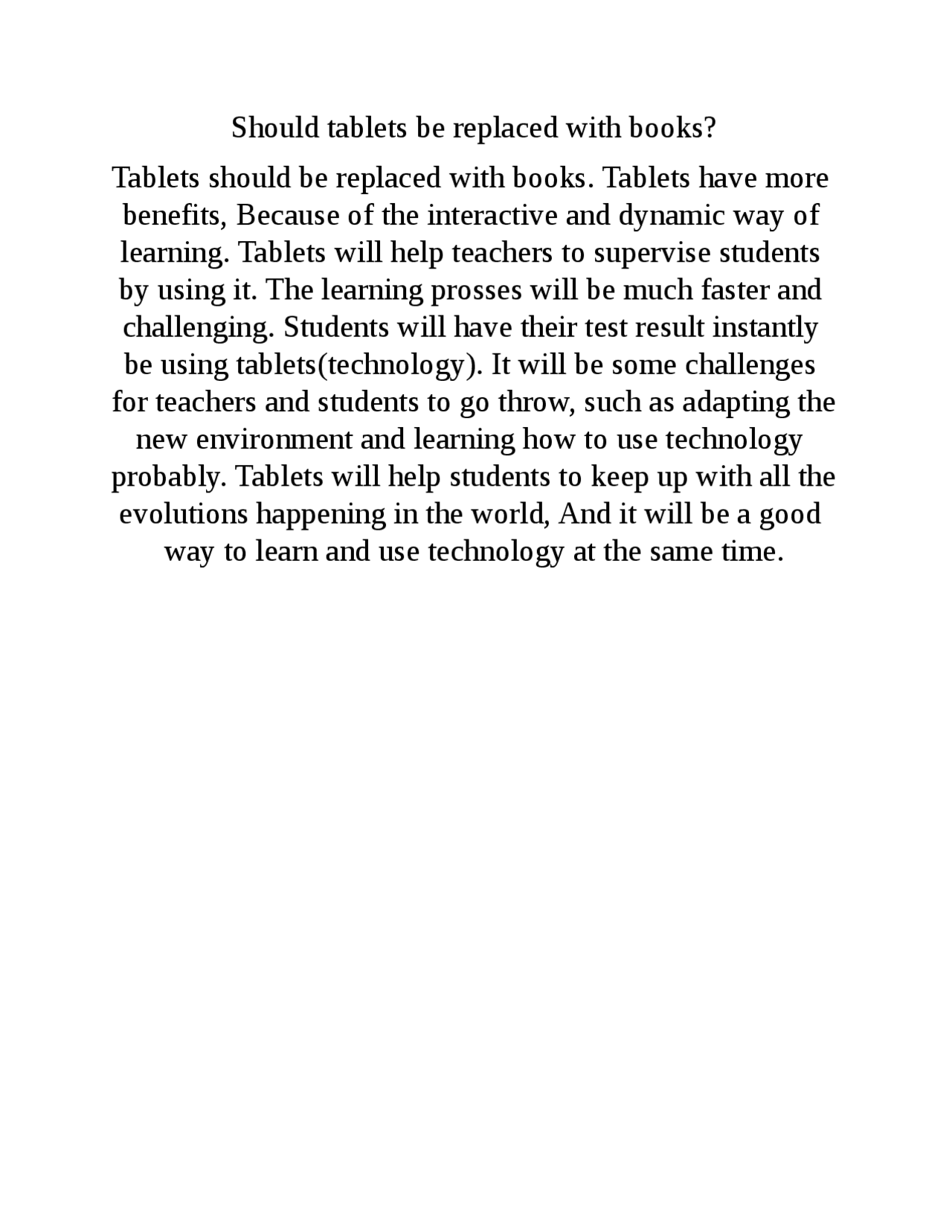 Should tablets be replaced with book - Docsity