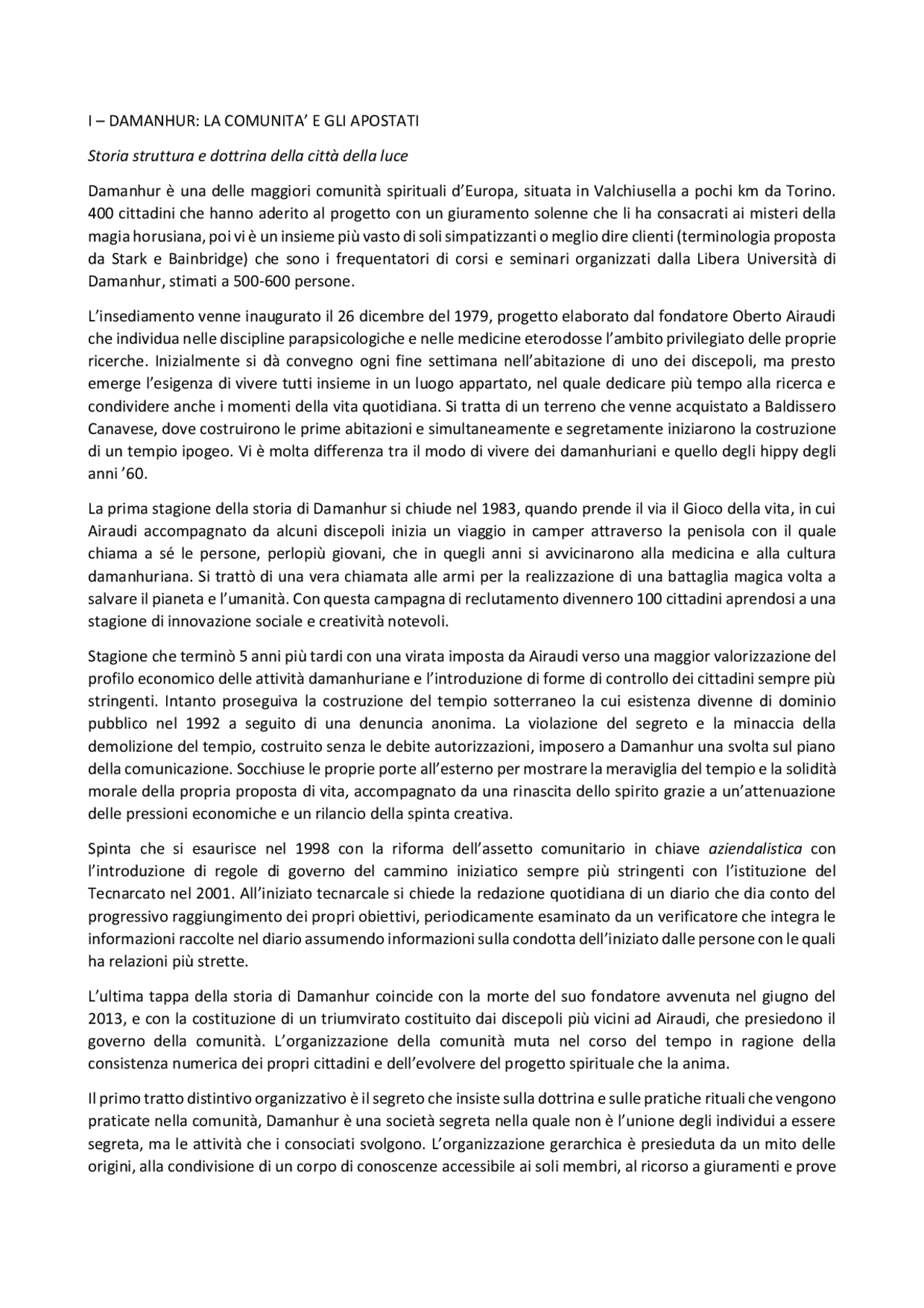 Riassunto Di Piccole Apostasie Di Cardano E Pannofino Docsity
