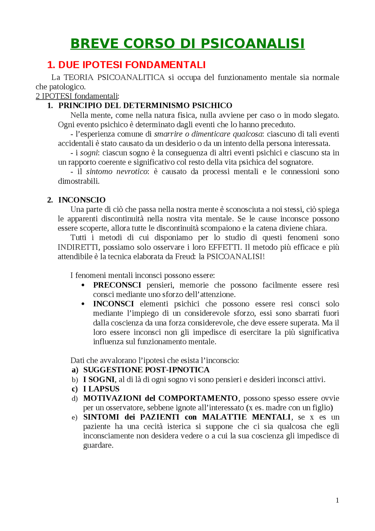 Breve Corso Di Psicanalisi Docsity