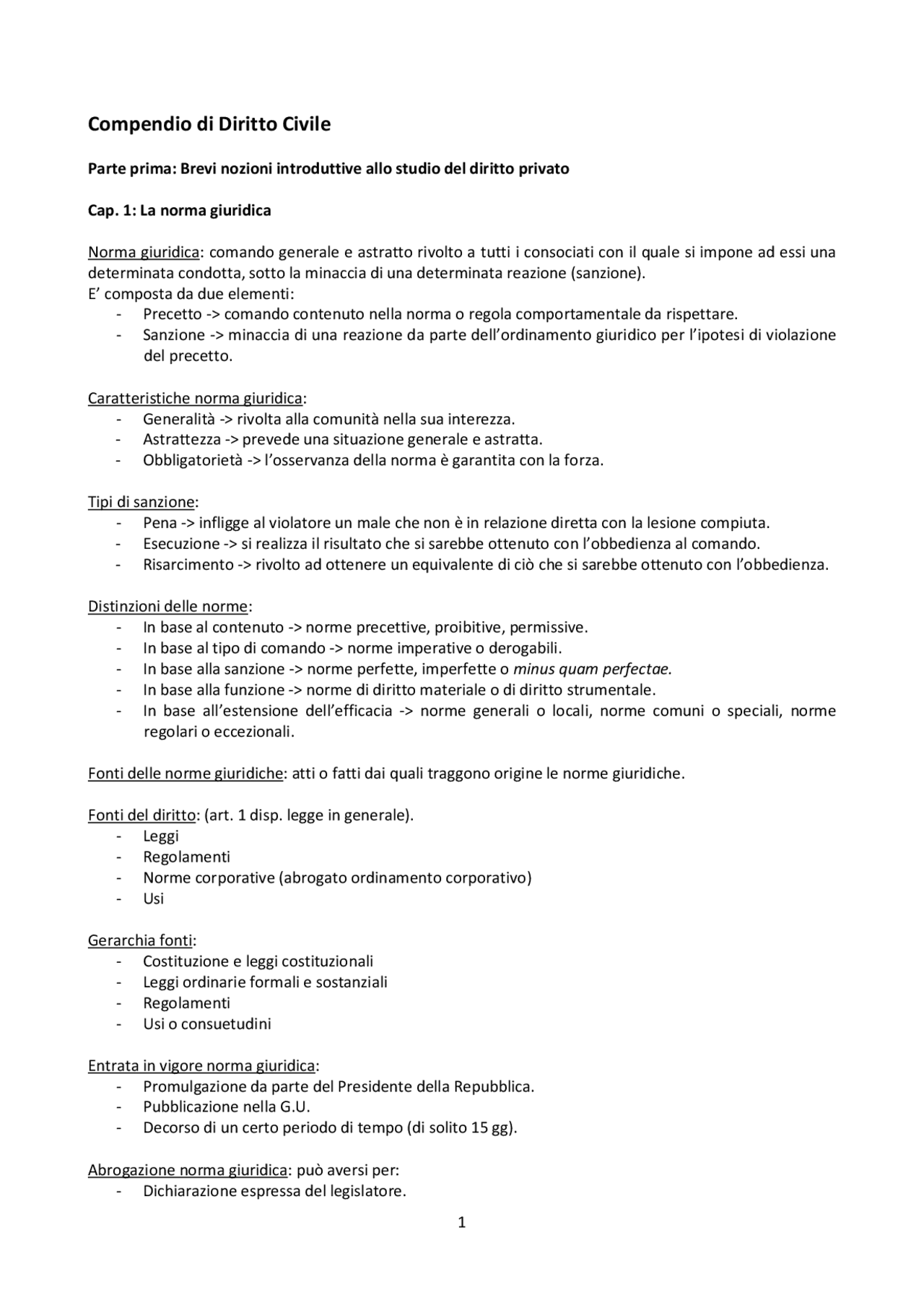 Compendio Diritto Civile Docsity