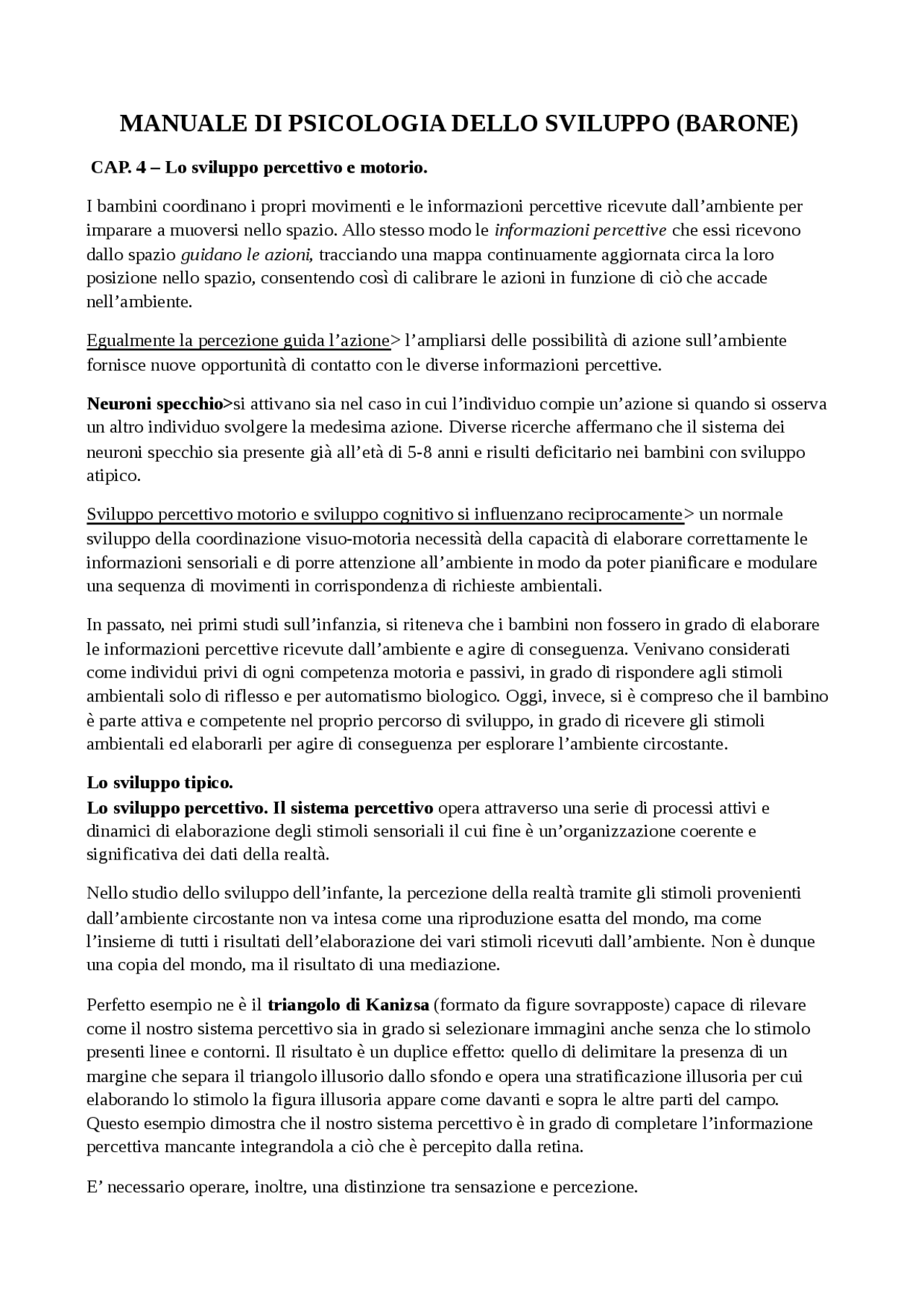 Riassunto Manuale Di Psicologia Dello Sviluppo Lavinia Barone Docsity