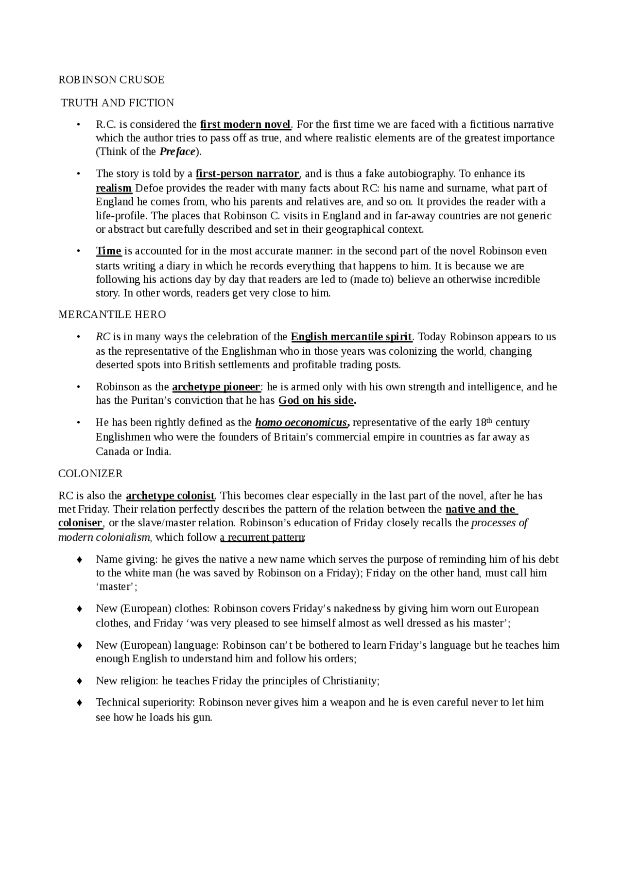 Robinson Crusoe, romanzo di Daniel Defoe | Appunti di Inglese | Docsity