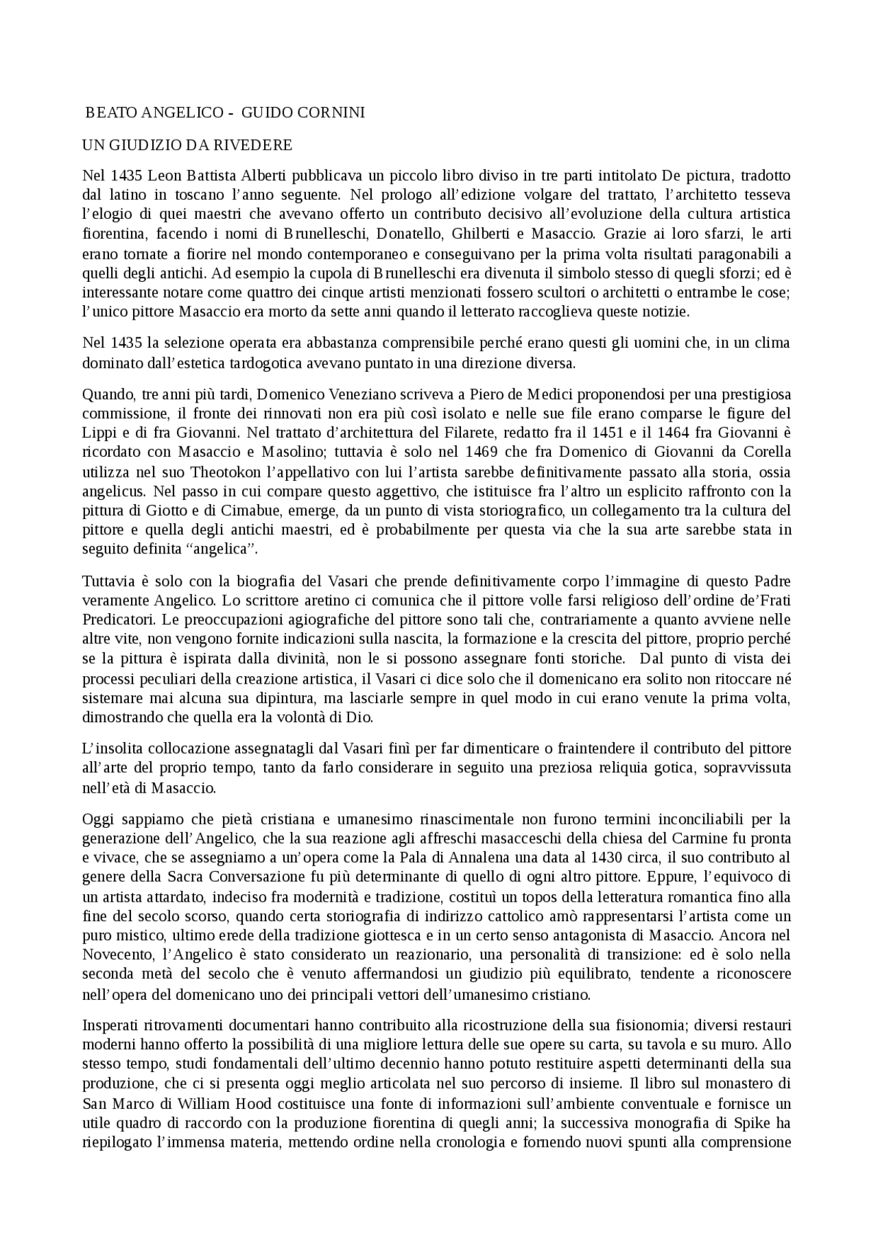 Beato Angelico Art Dossier Docsity