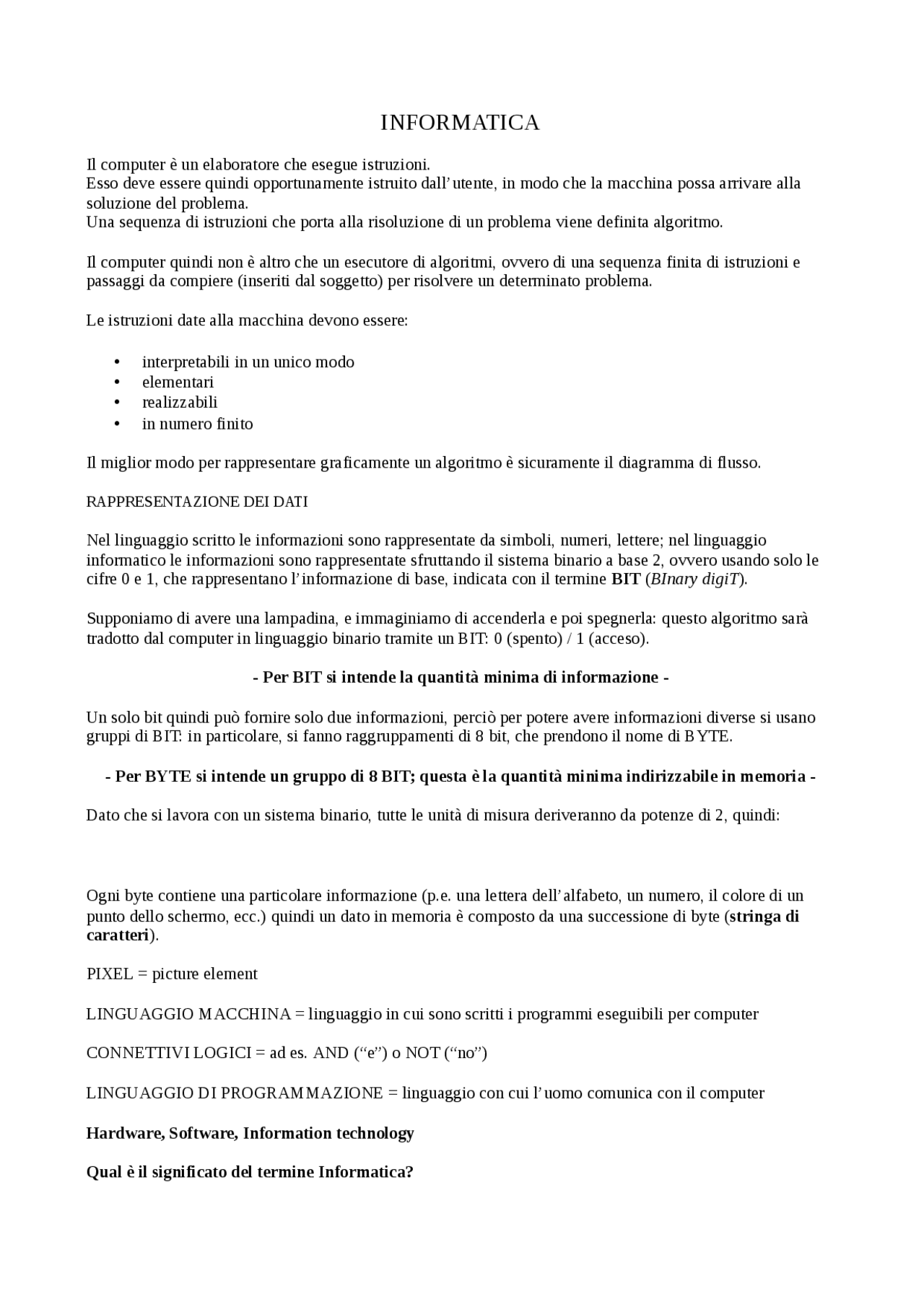 Appunti Esame Informatica Economia Tor Vergata Docsity