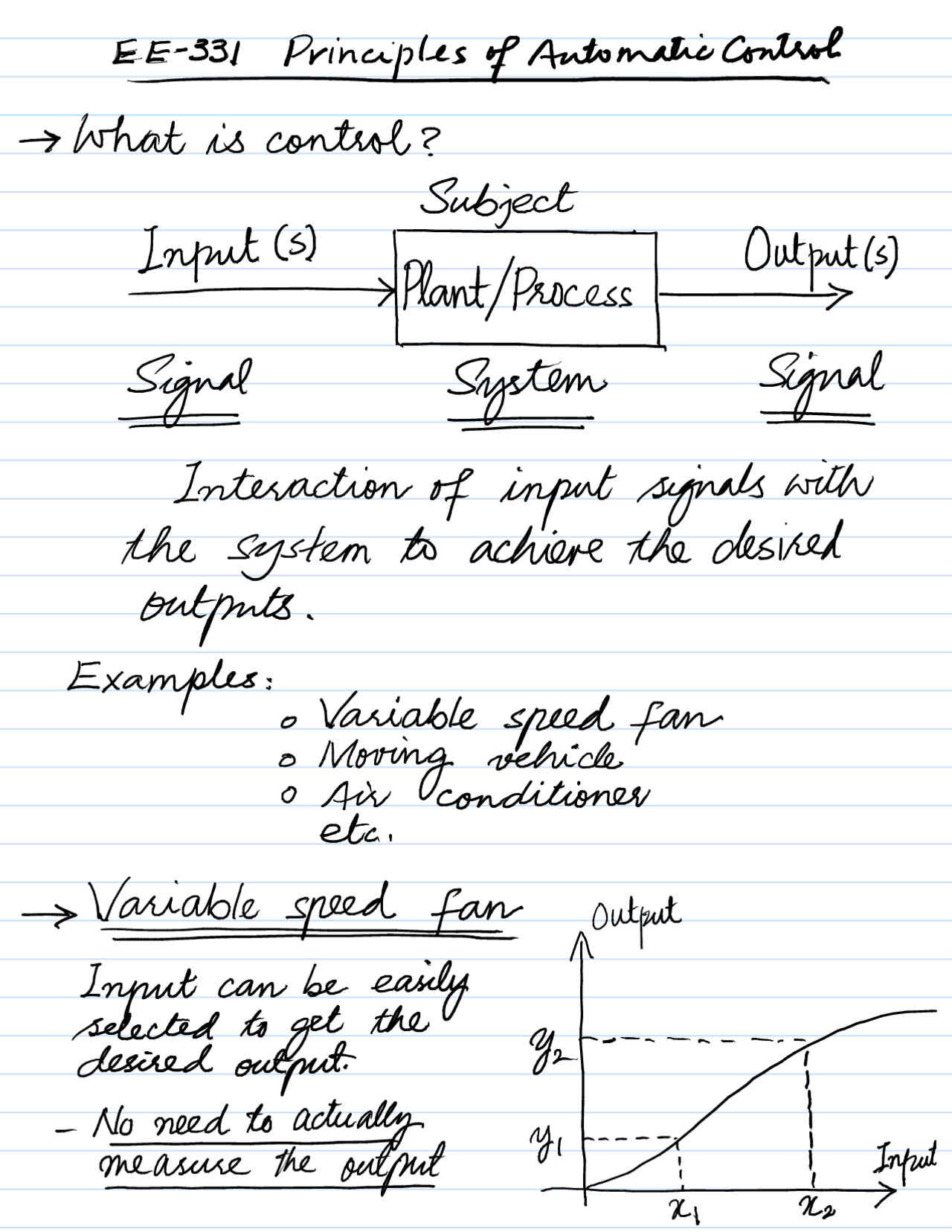 Automatic control notes help you to understand the lectures - Docsity