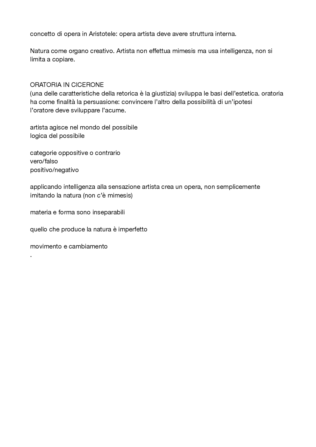 Cicerone oratoria concetto opera aristotele - Docsity