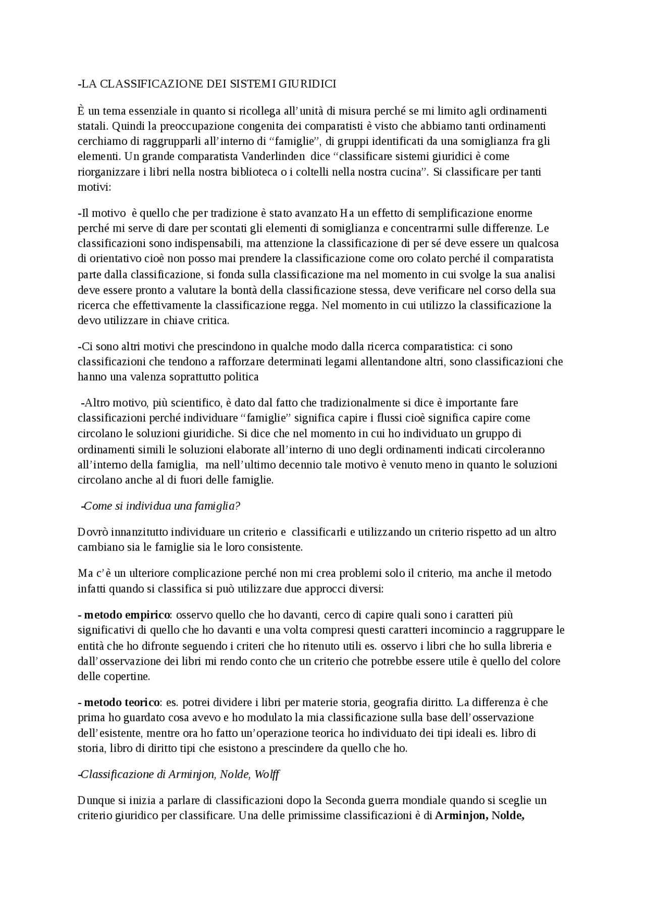 Classificazione Dei Sistemi Giuridici Docsity