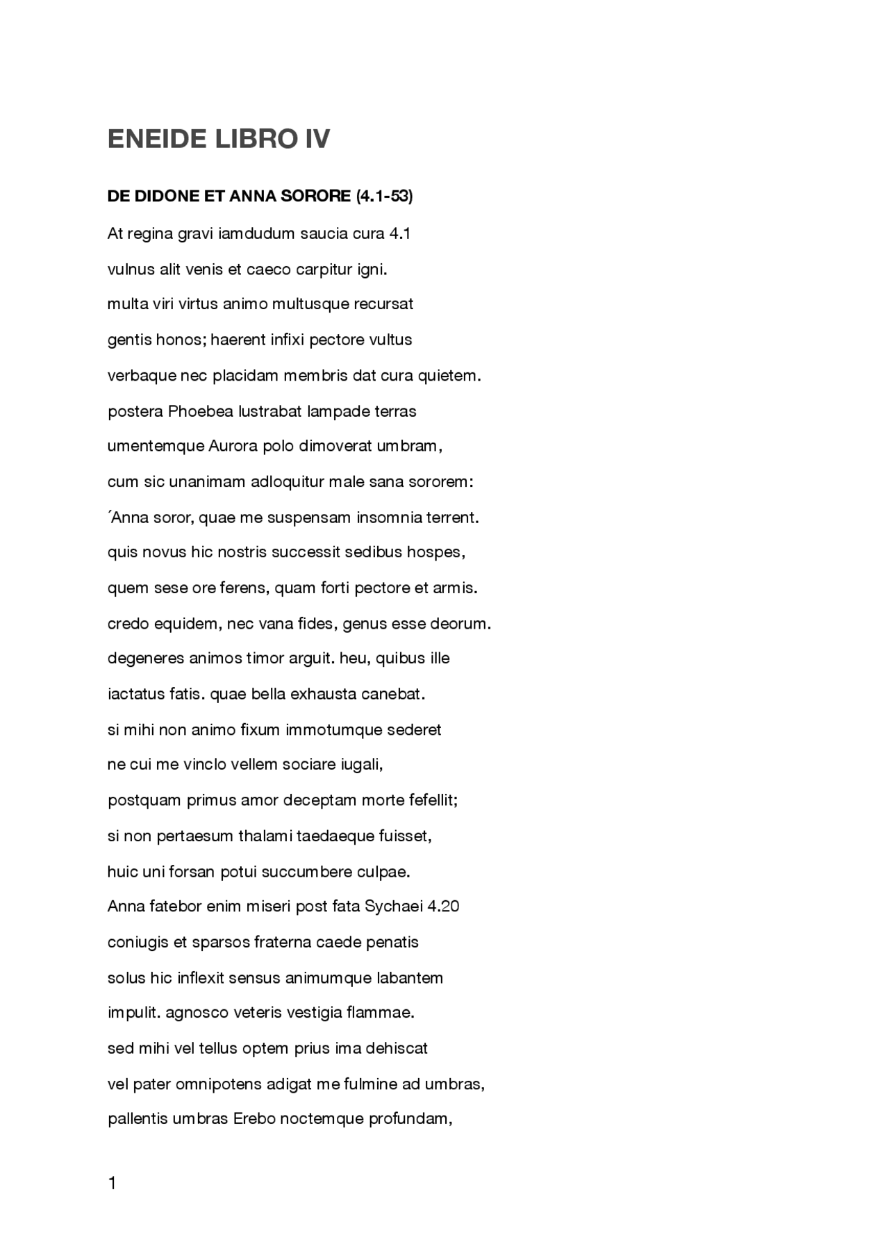 testo e traduzione eneide libro IV | Traduzioni di Lingua Latina | Docsity
