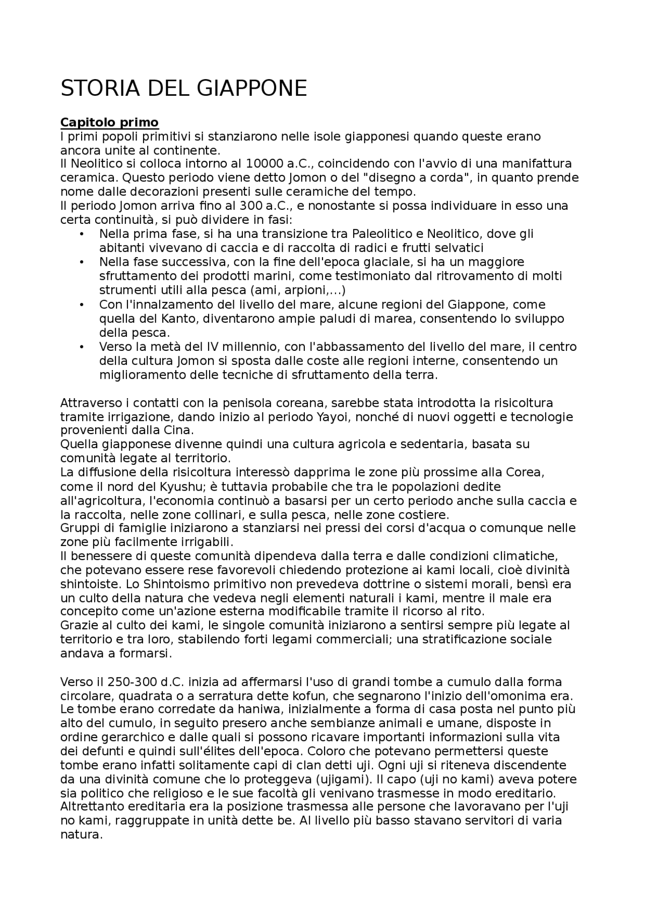 Riassunto Di Storia Del Giappone Docsity