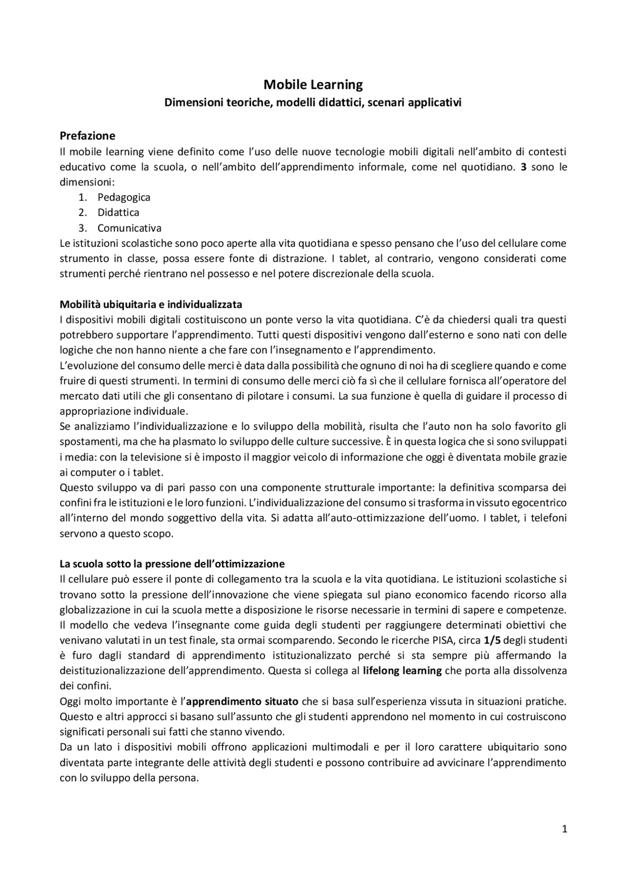 Riassunto Mobile Learning Docsity