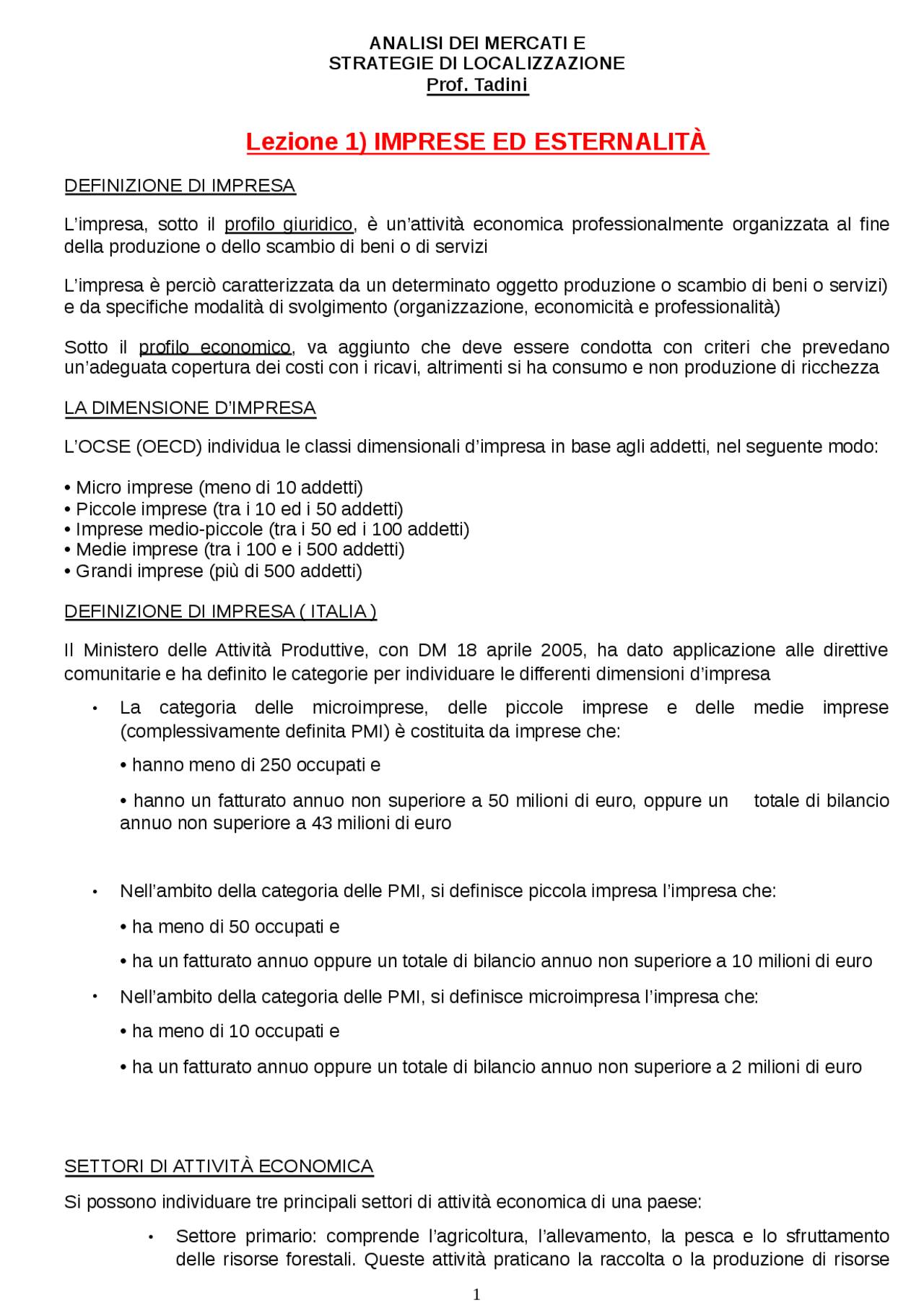 Appunti Di Analisi Dei Mercati E Strategie Di Localizzazione Docsity