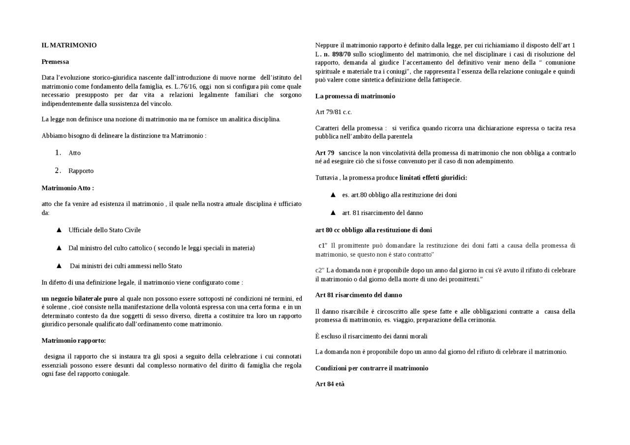 Riassunto Diritto Di Famiglia Docsity
